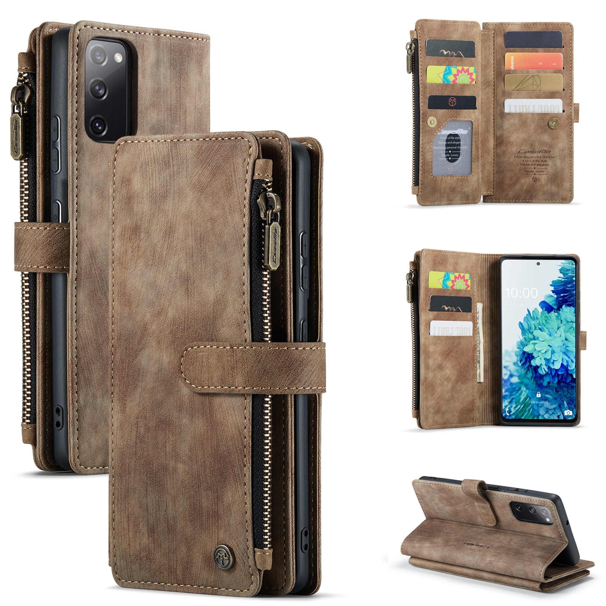 Samsung Galaxy S20 FE Case,Dteck Magnetic Wallet Case Premium Durable PU Leather Zipper Pocket ...