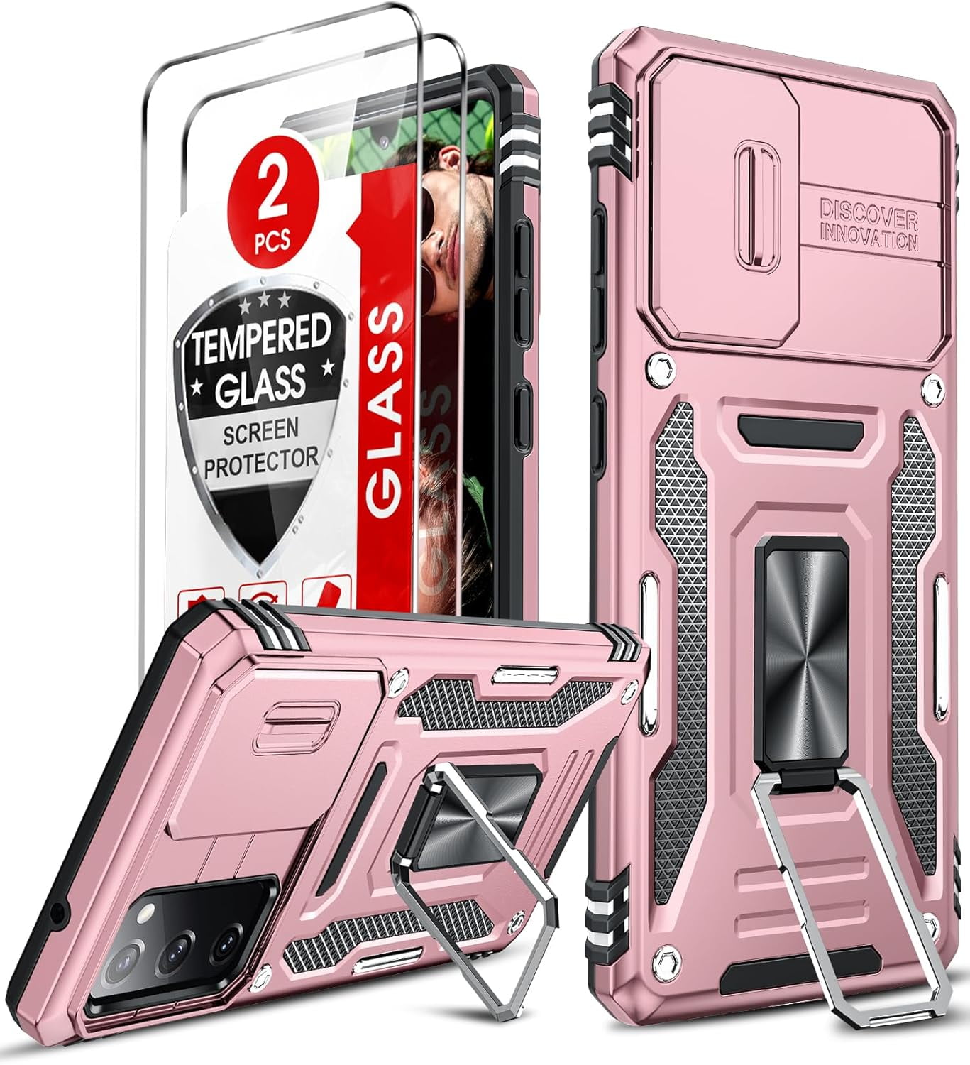 for Samsung Galaxy S20 FE Case: Galaxy S20 FE 5G Case with Slide Camera Cover + [2 Packs ...