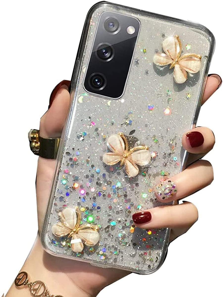 Samsung Galaxy S20 FE Glitter Case,Cute 3D Butterfly Glitter Bling Sparkle Shiny Slim Thin TPU ...