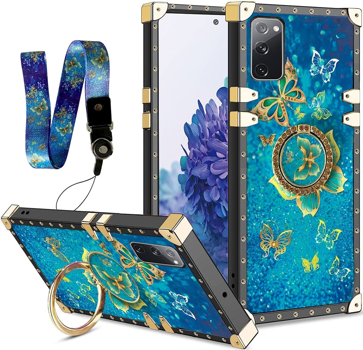 nancheng for Samsung Galaxy S20 FE Phone Case Girls Women Blue Butterfly Soft TPU Plating Corner ...