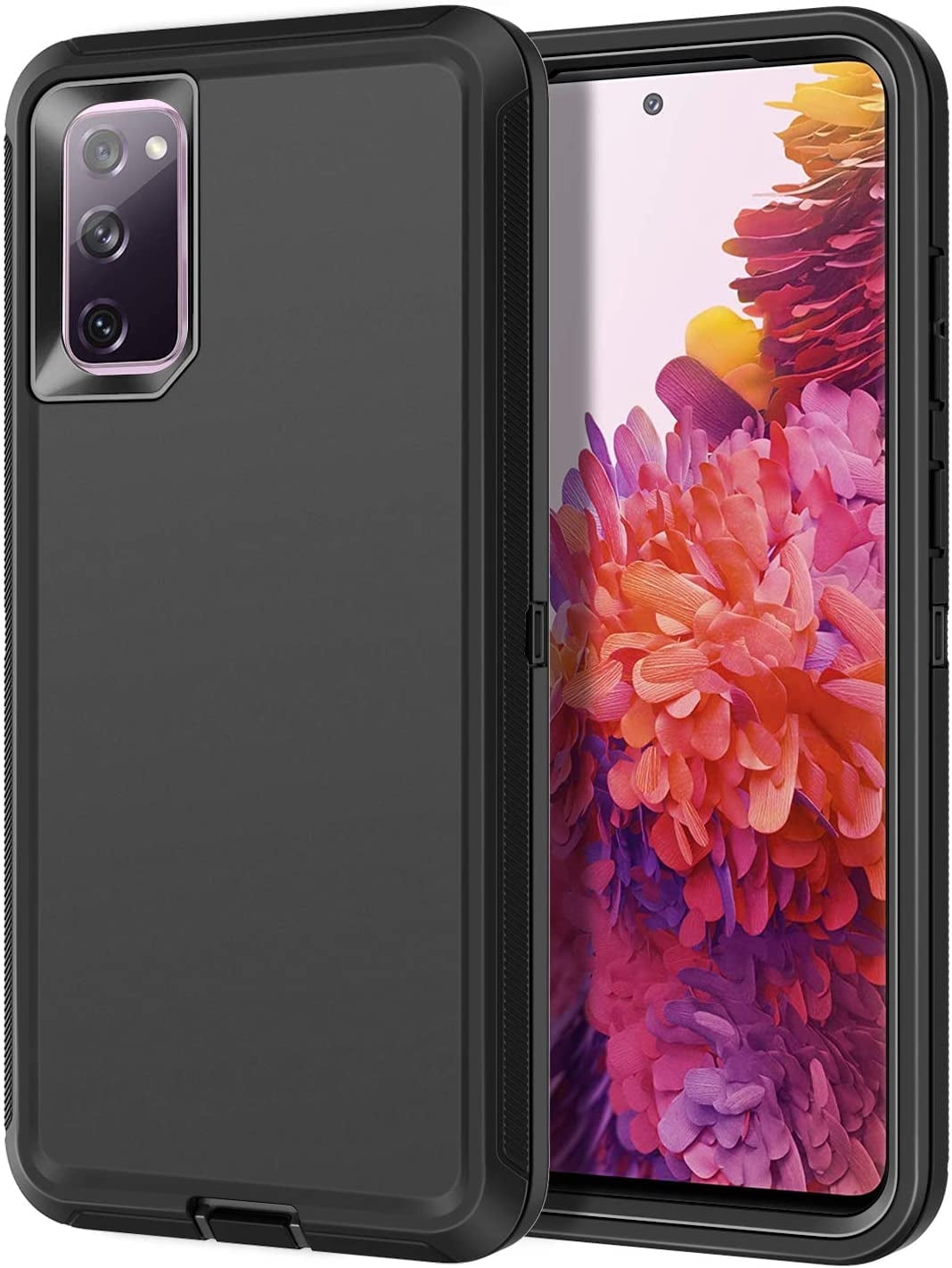 Entronix Heavy Duty Case Designed for Galaxy S20 Shockproof Triple Layer Rugged Case, Black ...