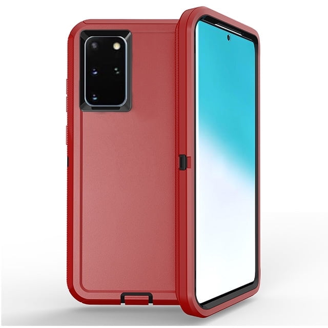 Samsung Galaxy S20 Plus Heavy Duty Defender Rugged Belt Clip Holster Case with Clip - Red/Black ...