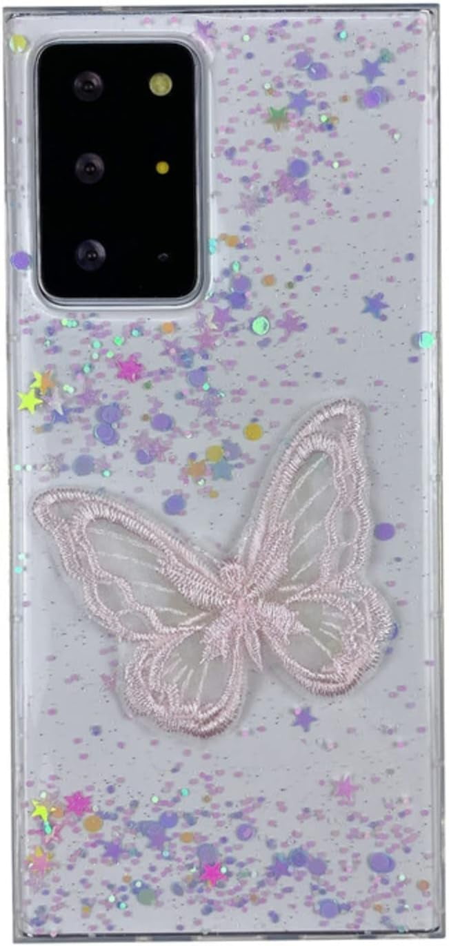 for Samsung Galaxy S20 S10 Ultra Plus Lite Case, Soft TPU Phone Case, Shiny Clear Lace Butterfly ...
