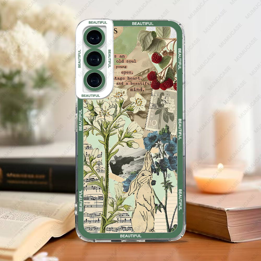 Samsung Galaxy S20 S21 S22 S23 S24 FE Plus Ultra Phone Case Green Retro Soft Cover Stickers ...