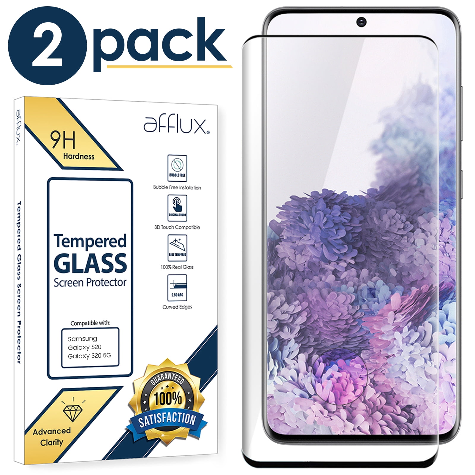 Samsung Galaxy S20 Screen Protector 2-Pack Premium HD Clear Tempered ...