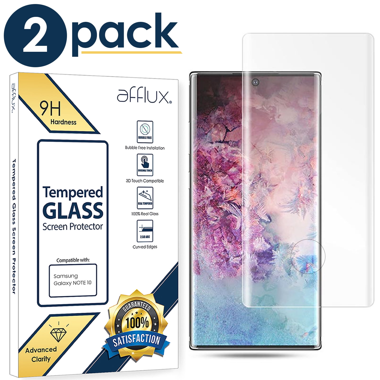 2-Pack Tempered Glass For Galaxy Note 10 Screen Protector, 9H Tempered ...