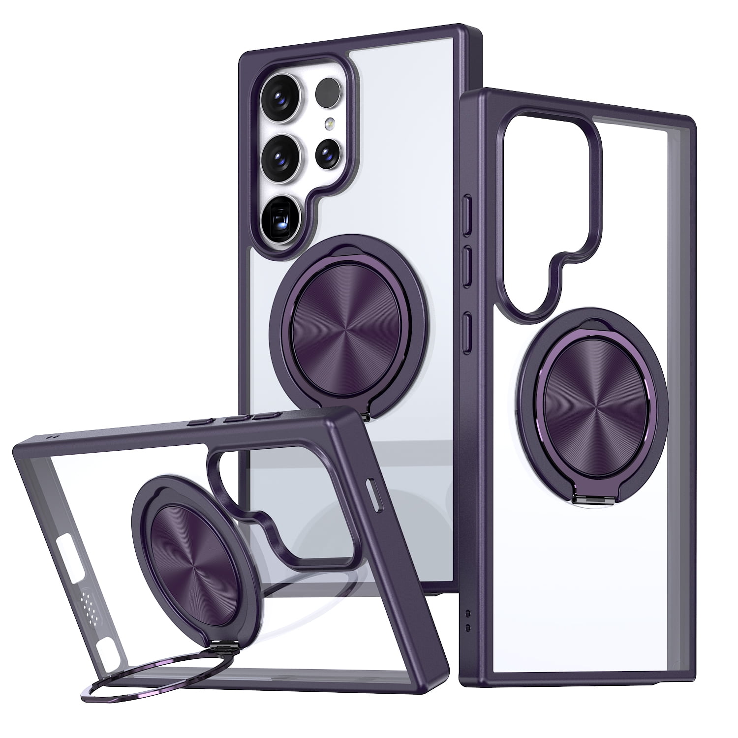 for Samsung Galaxy S20 Ultra Clear Case with Stand, Invisible Ring Magnetic, [Compatible with ...