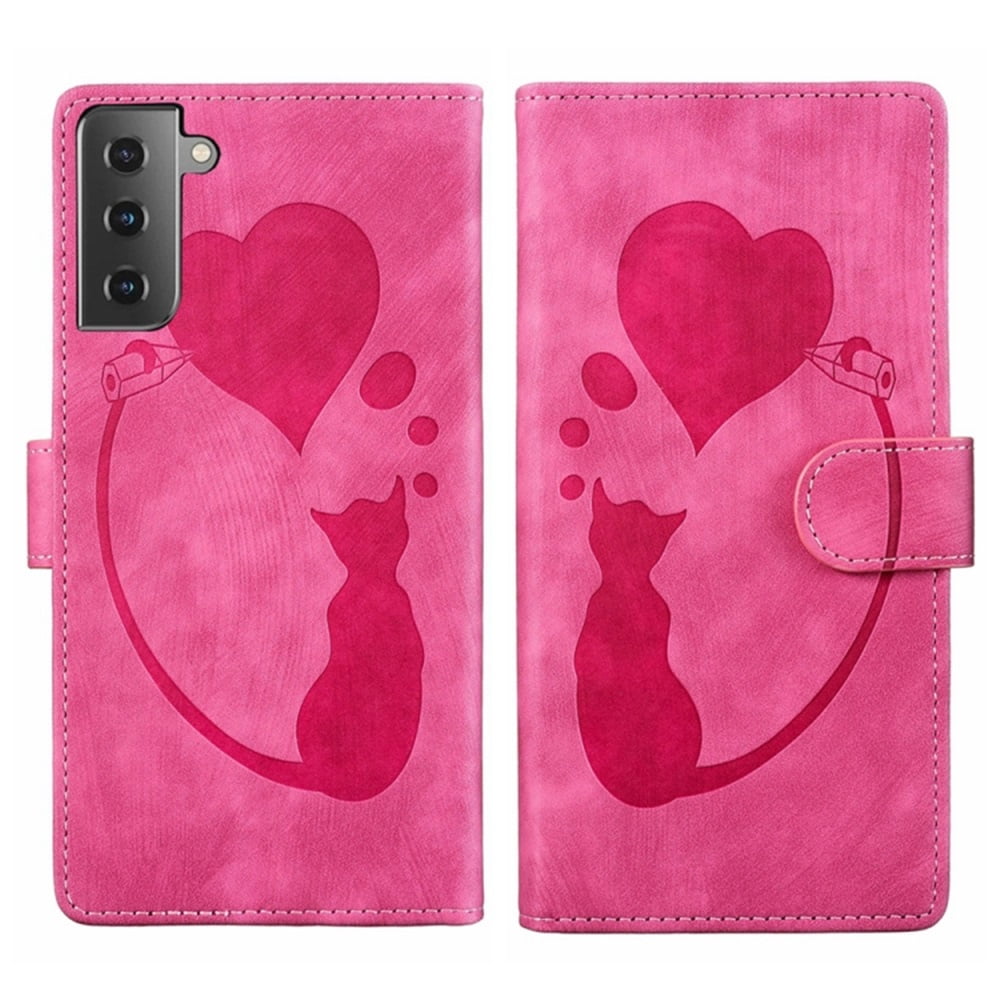 For Samsung Galaxy S21 5G 6.2" Cat Patterned Embossed Strong Magnetic ...