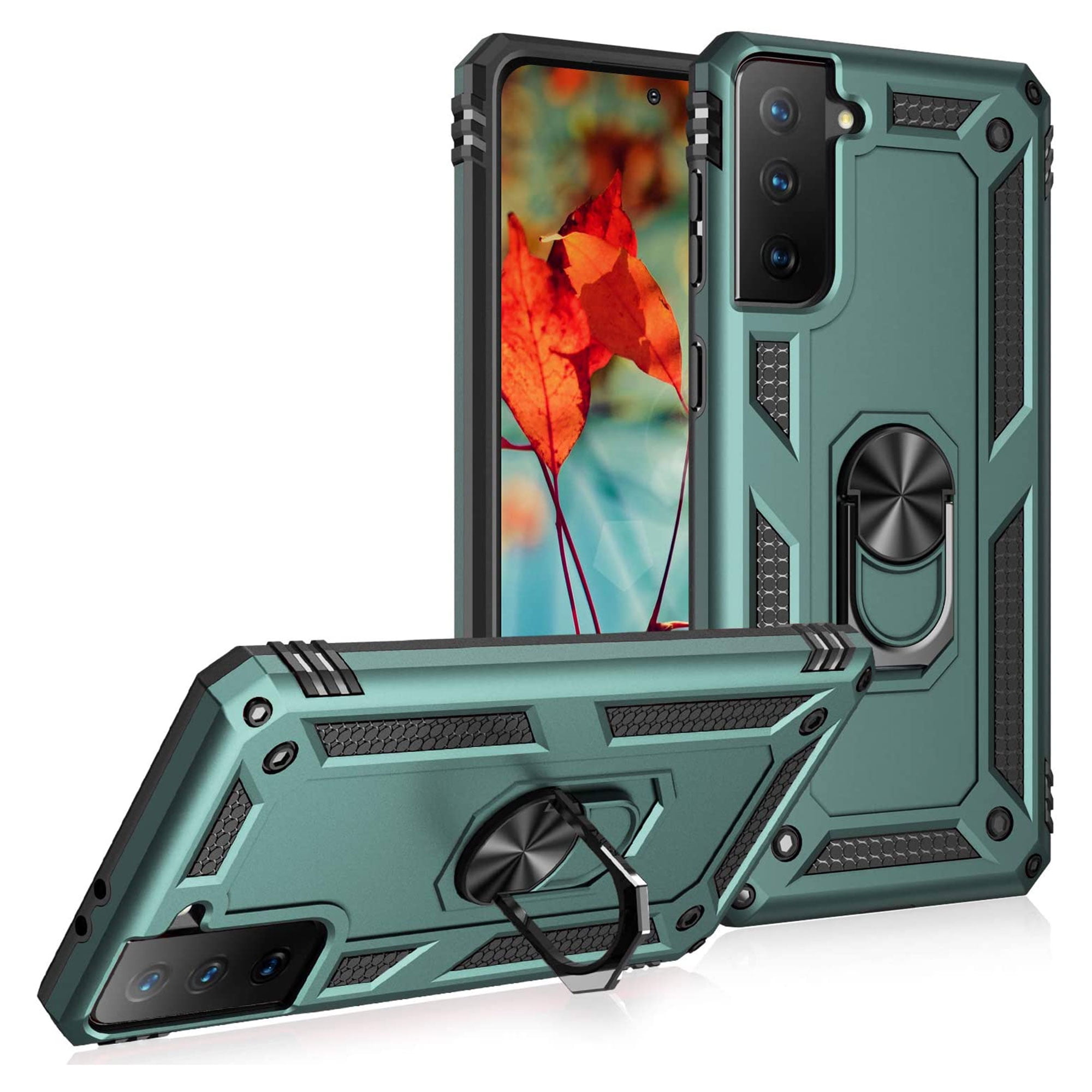 Samsung Galaxy S21+ 5G Case, Dteck Hybrid Rugged Shockproof Case with 360 Degree Rotation Ring ...