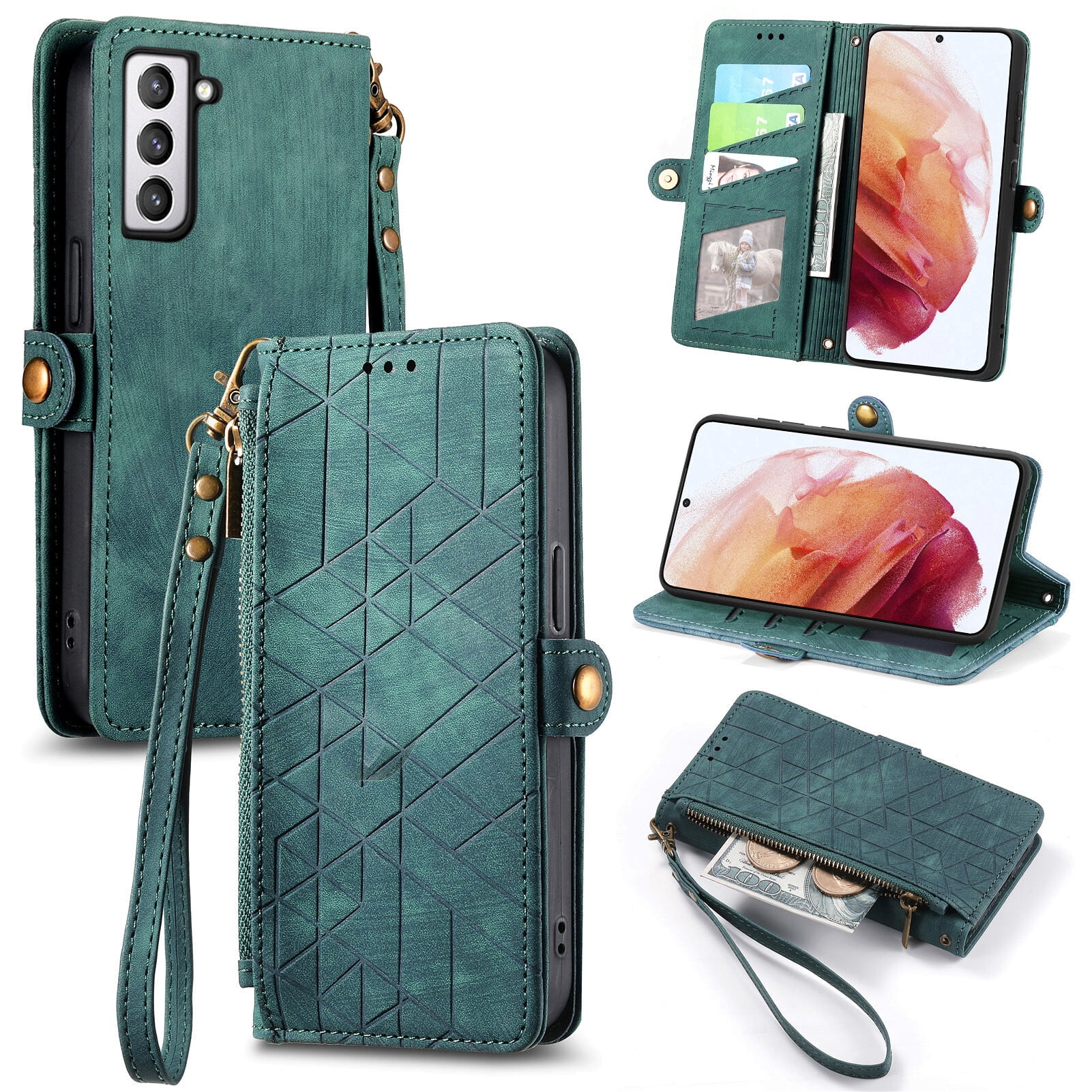 Samsung Galaxy S21 5G Case ,Durable PU Leather Wallet Cover Snap Buckle ...