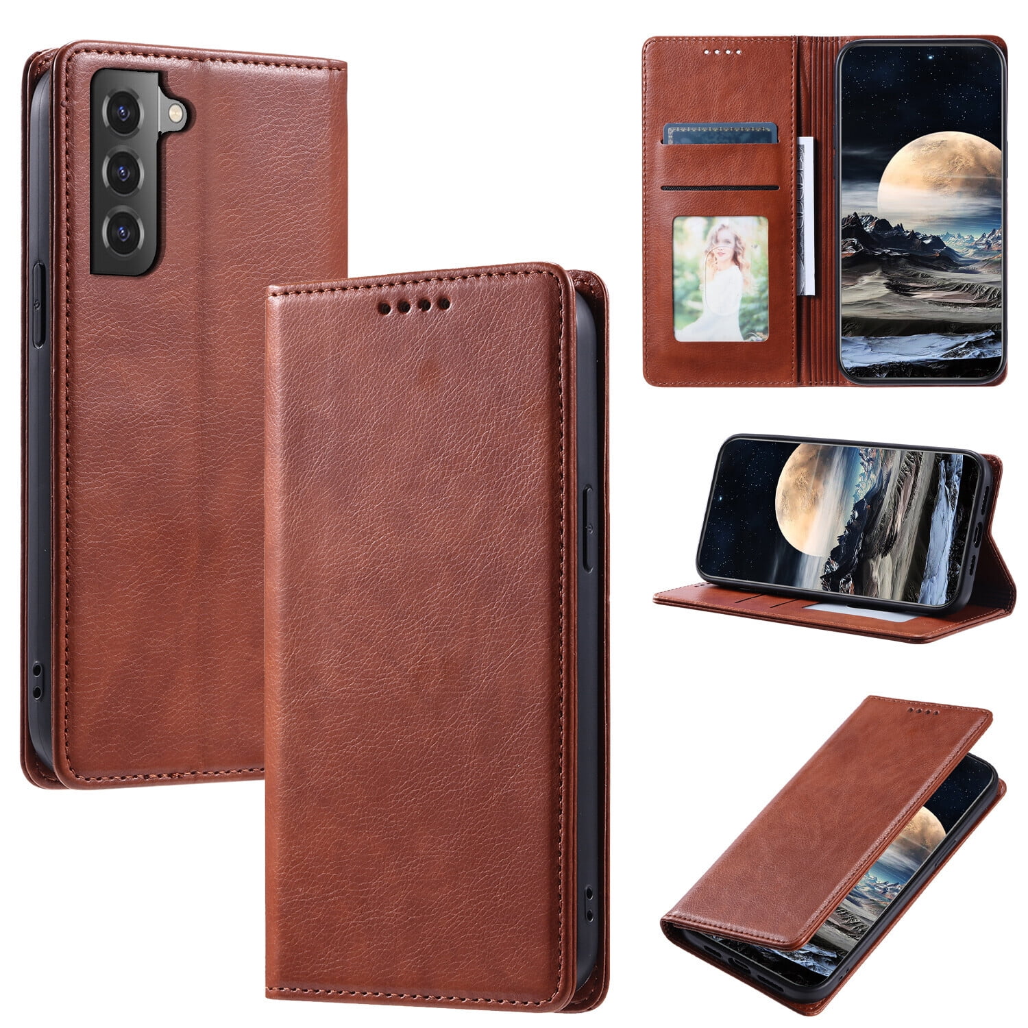 Samsung Galaxy S21 5G Case ,Magnetic Leather Cover Flip Slim Wallet ...