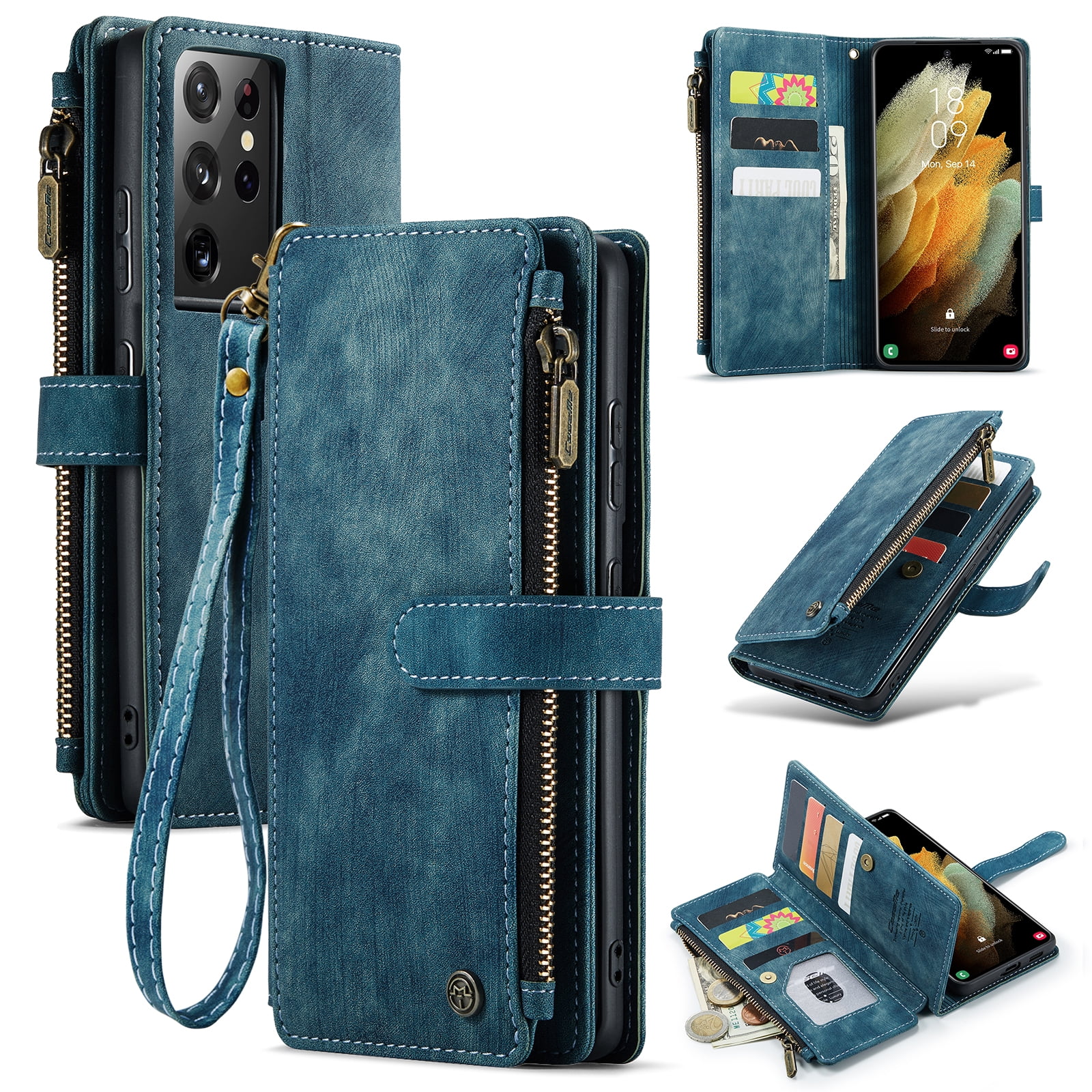 for Samsung Galaxy S21 Case, Wallet Case with Card Holder Kickstand ...