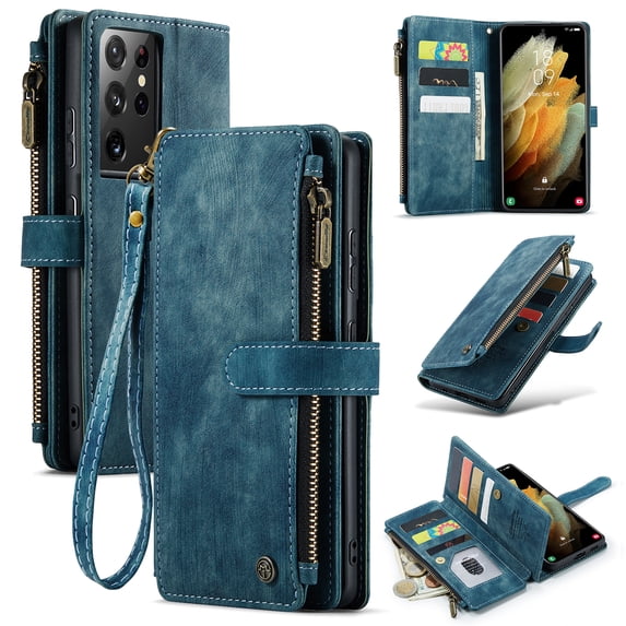 for Samsung Galaxy S21 Case, Wallet Case with Card Holder Kickstand ...