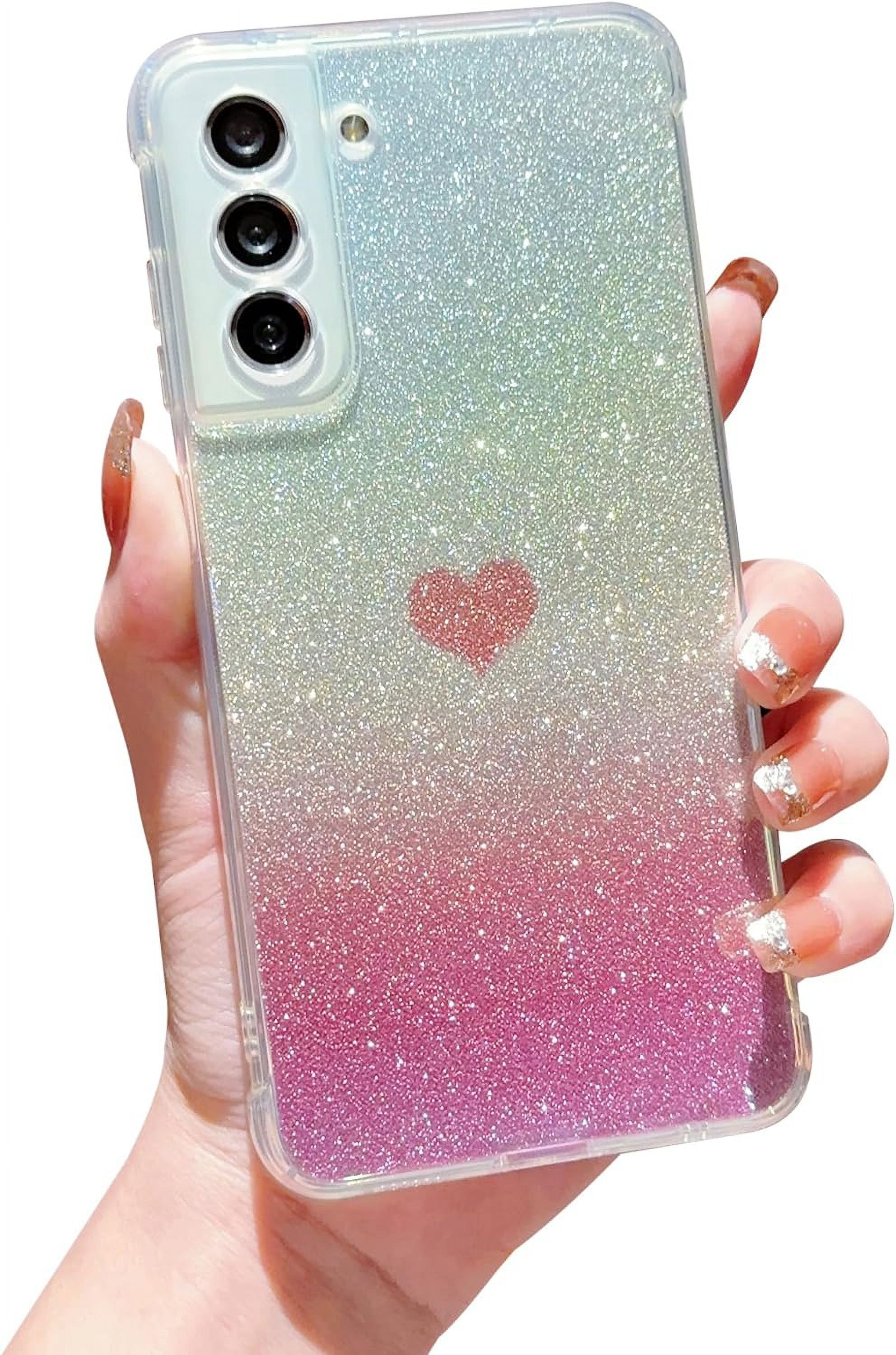 for Samsung Galaxy S21 FE 5G Case Holographic Iridescent, Gradient Bling Glitter Clear Women ...