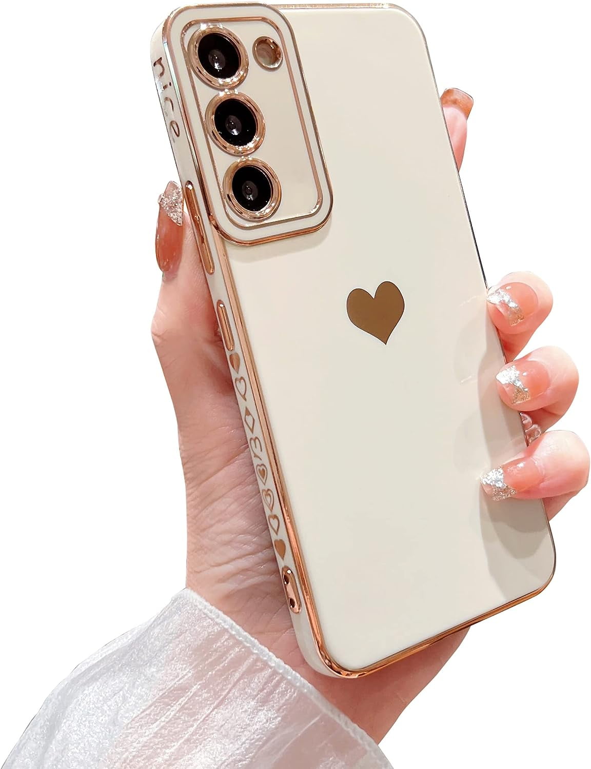 Samsung Galaxy S21 FE 5g 6.4" Phone Case Luxury Electroplate Cute Side Love Heart Pattern for ...