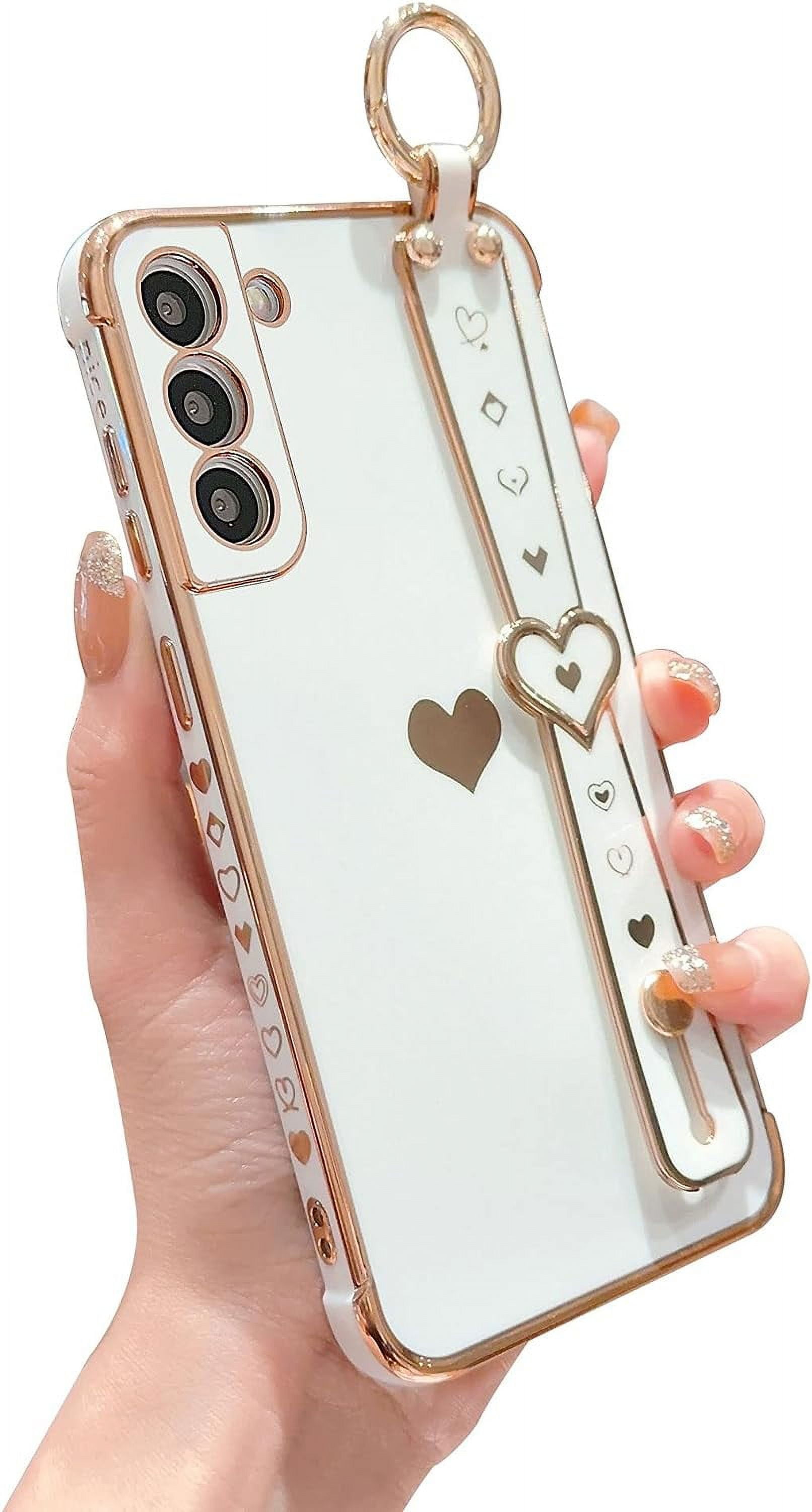 Samsung Galaxy S21 FE 5g Phone Case with Aesthetic Cute Love Heart Adjustable Wrist Strap ...