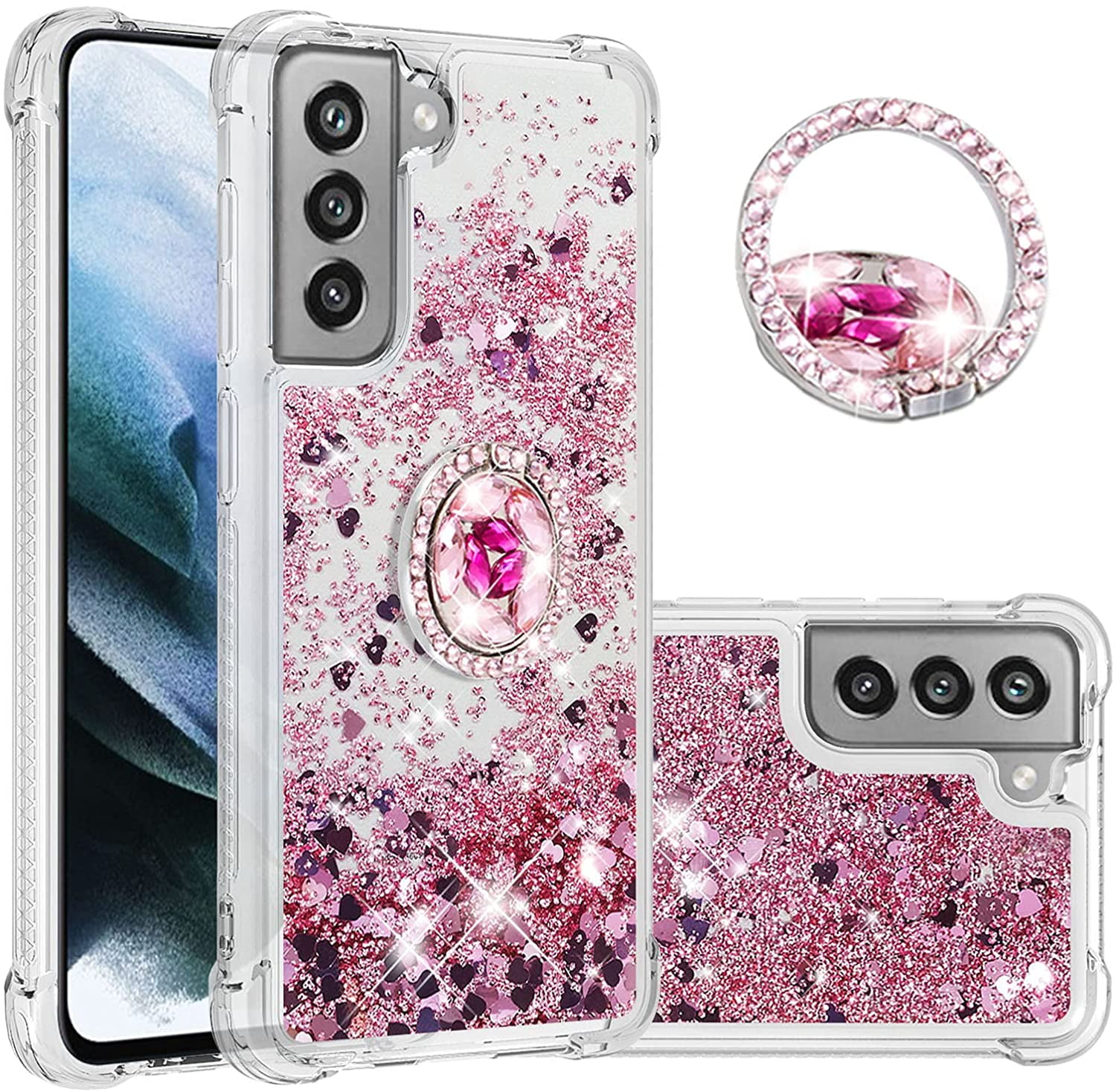 Samsung Galaxy S21 FE (Not S21) Case,Creativity Clear Quicksand Glitter Flowing Liquid Floating ...