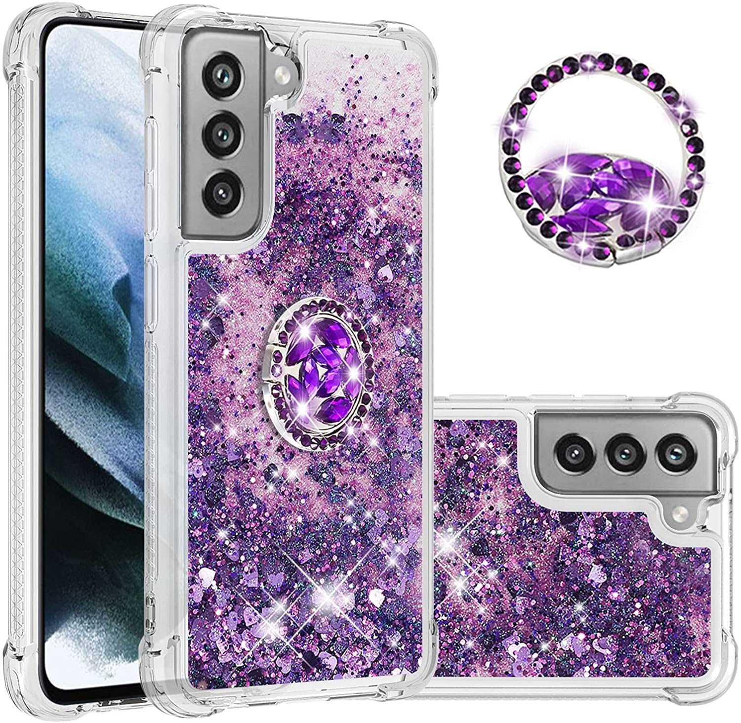 Samsung Galaxy S21 FE (Not S21) Case,Creativity Clear Quicksand Glitter ...