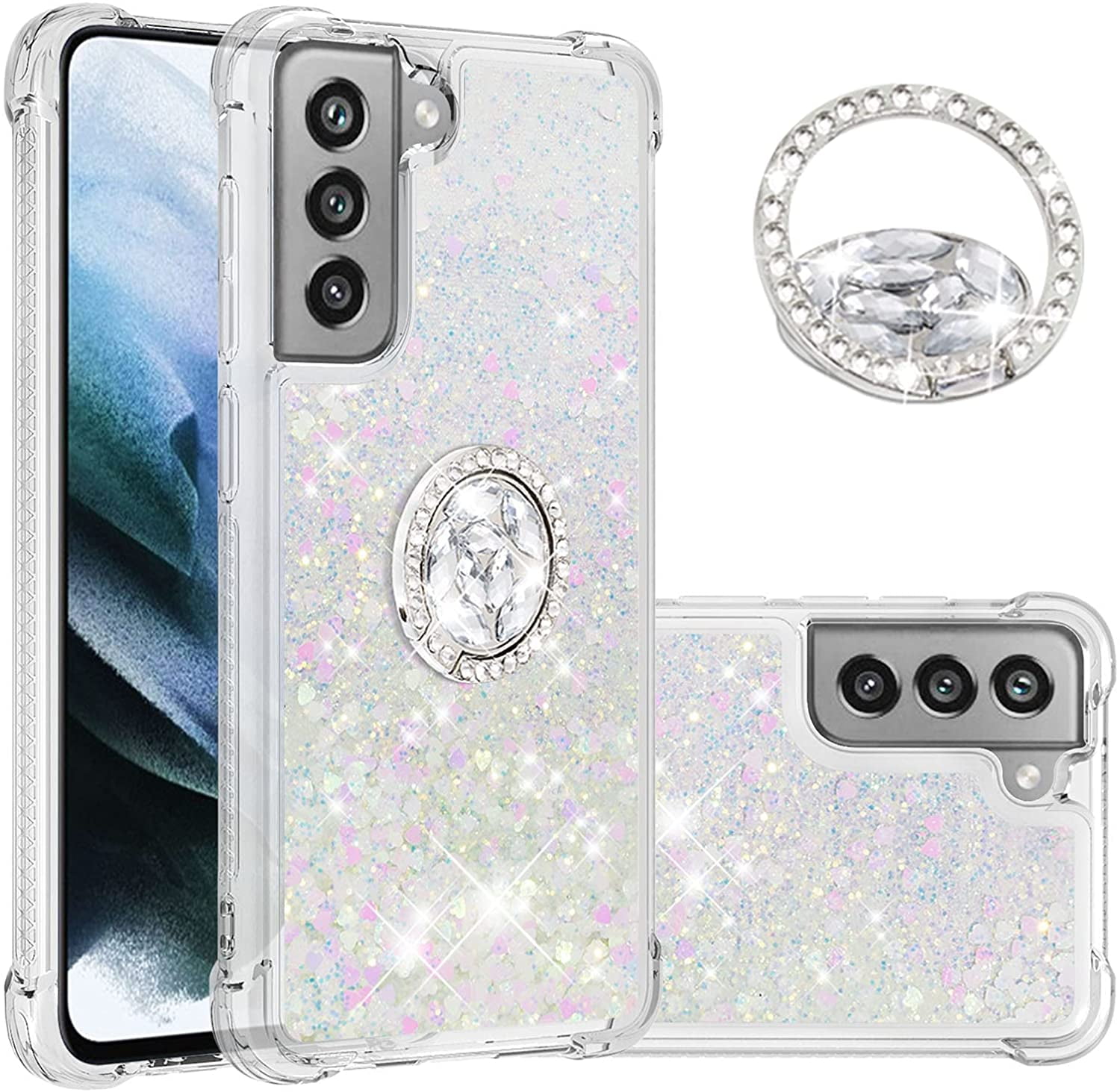 Samsung Galaxy S21 FE (Not S21) Case,Creativity Clear Quicksand Glitter Flowing Liquid Floating ...