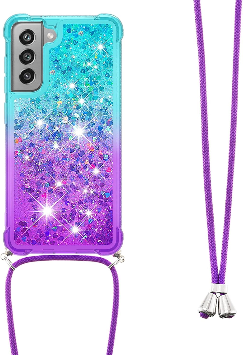 Samsung Galaxy S21 FE (Not S21) Case,Strap Crossbody Gradient Quicksand ...