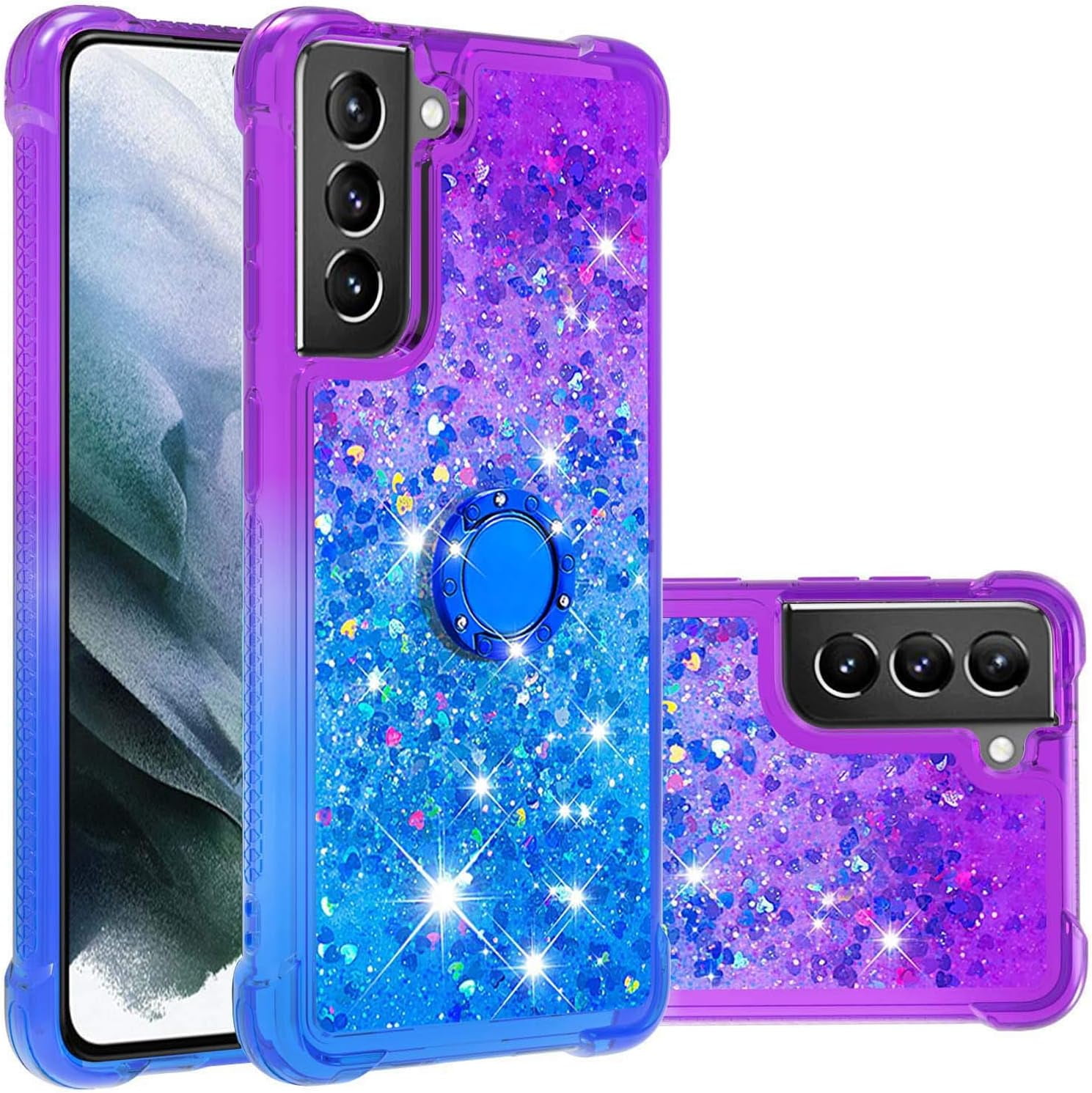 Samsung Galaxy S21 Plus 5G Case, Gradient Quicksand Series Glitter Bling Flowing Liquid Floating ...