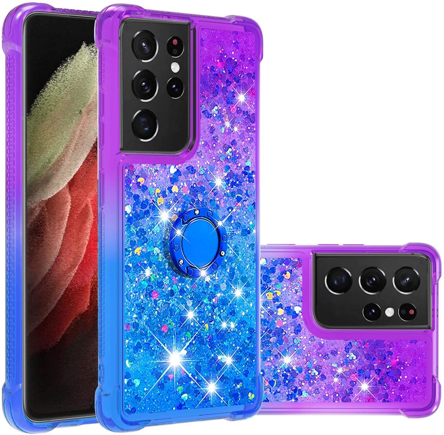 Samsung Galaxy S21 Ultra 5G Case, Gradient Quicksand Series Glitter Bling Flowing Liquid ...