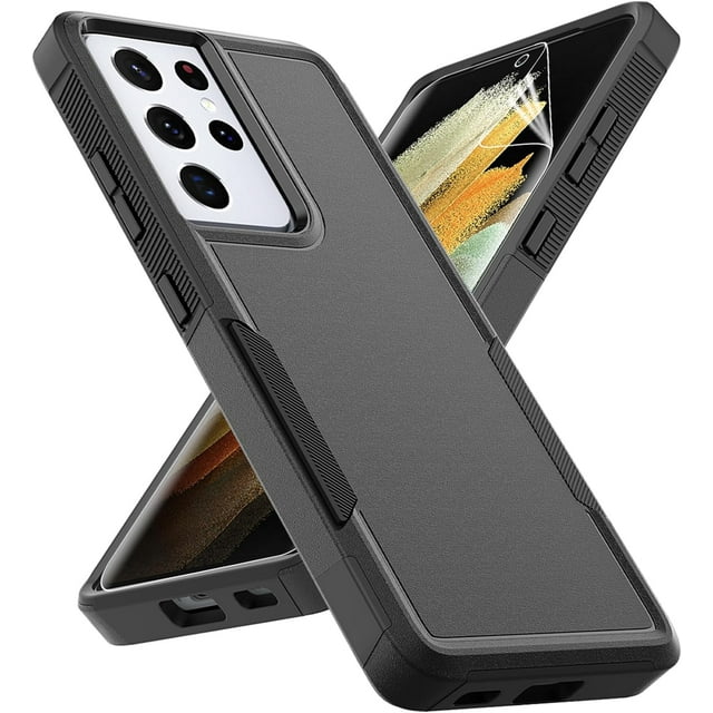for Samsung Galaxy S21 Ultra Case: Dual Layer Protective Heavy Duty Cell Phone Cover Shockproof ...