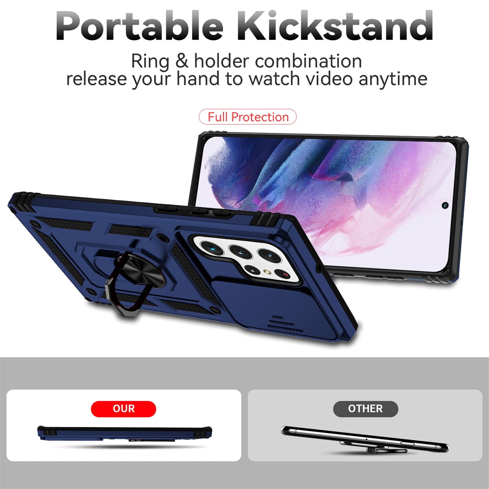 for Samsung Galaxy S21 Ultra Case, Heavy Duty Protection Magnetic Car ...