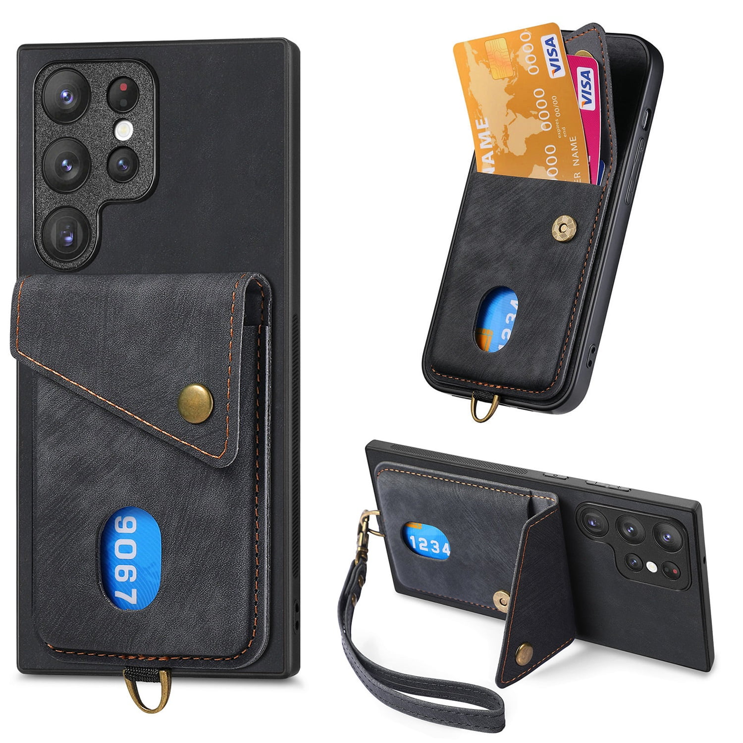 for Samsung Galaxy S21 Ultra PU Leather Back + TPU Frame Case, Card ...