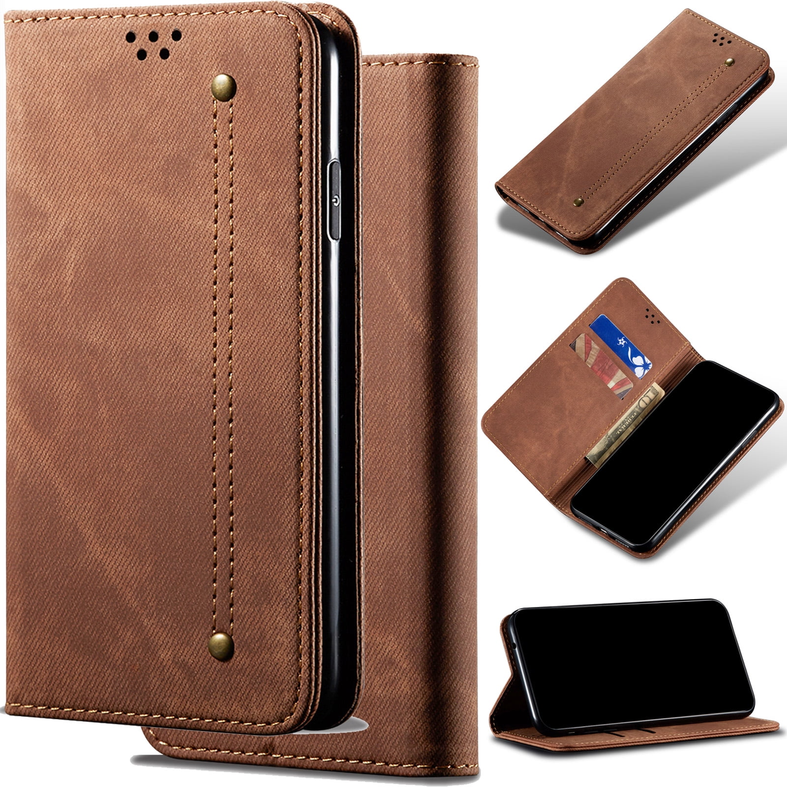 for Samsung Galaxy S21FE Denim Fabric Leather Phone Case, Classic Jeans ...