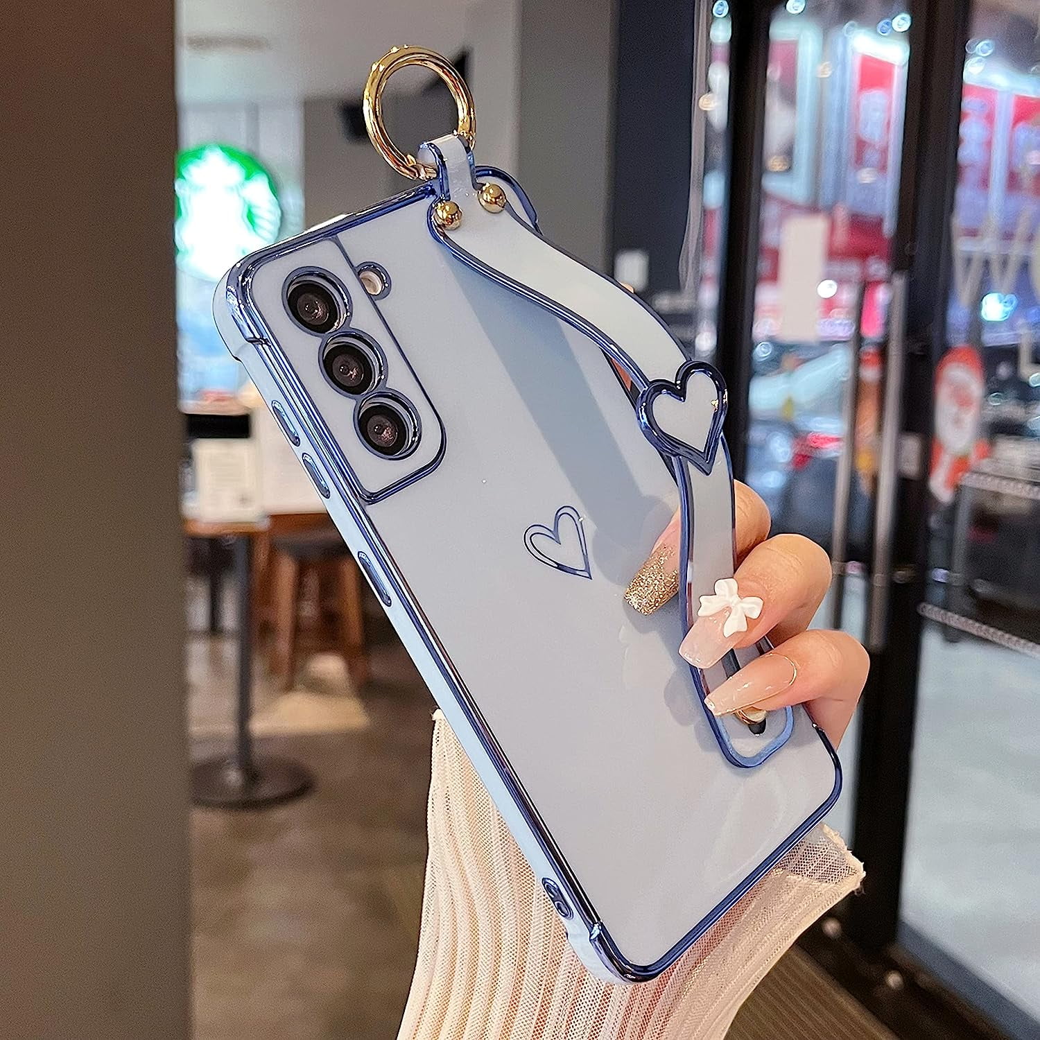 Samsung Galaxy S22 5G Case with Kickstand,Luxury Cute Plating Edge Love ...