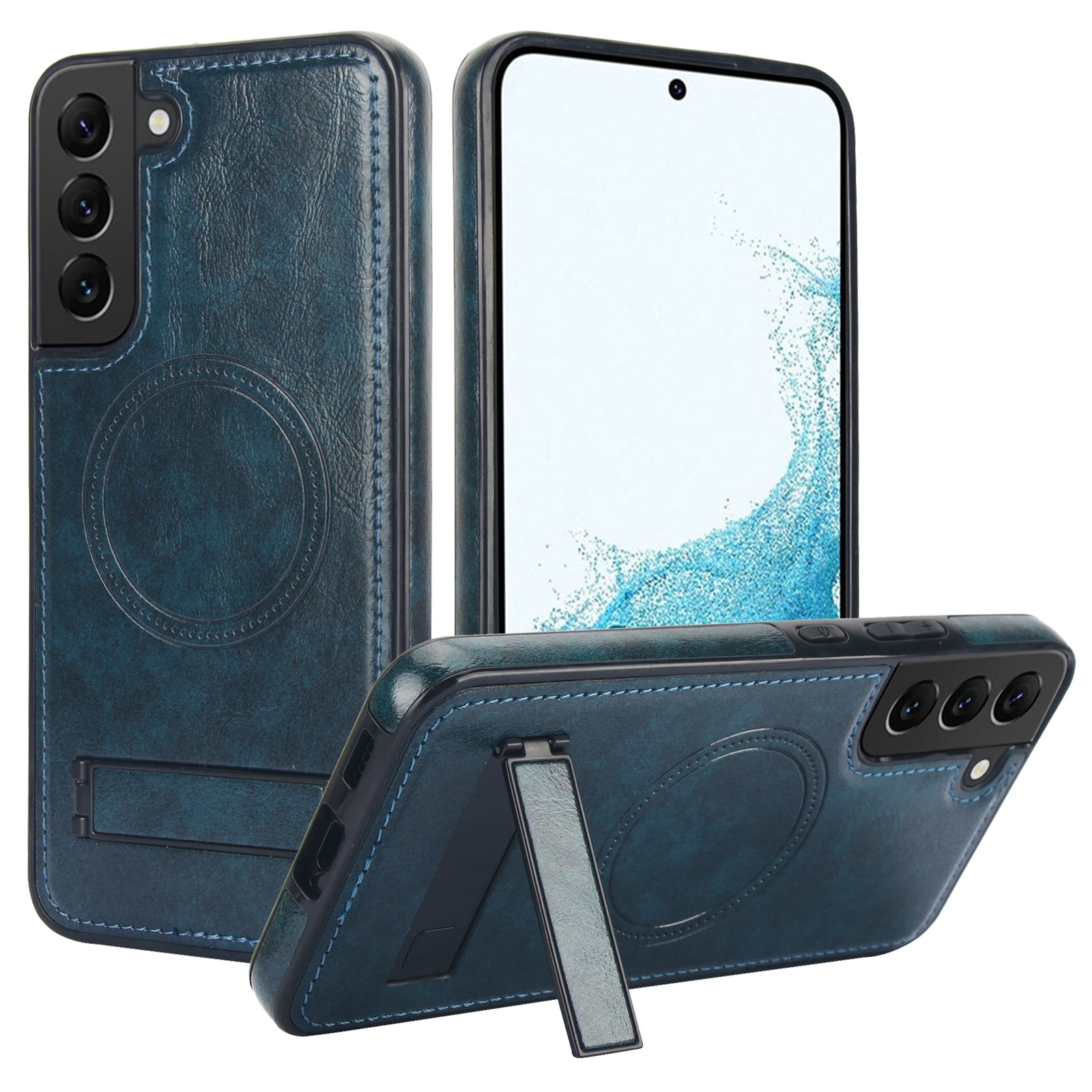 for Samsung Galaxy S22 PU Leather Back Case, Built-in Invisible Stand ...