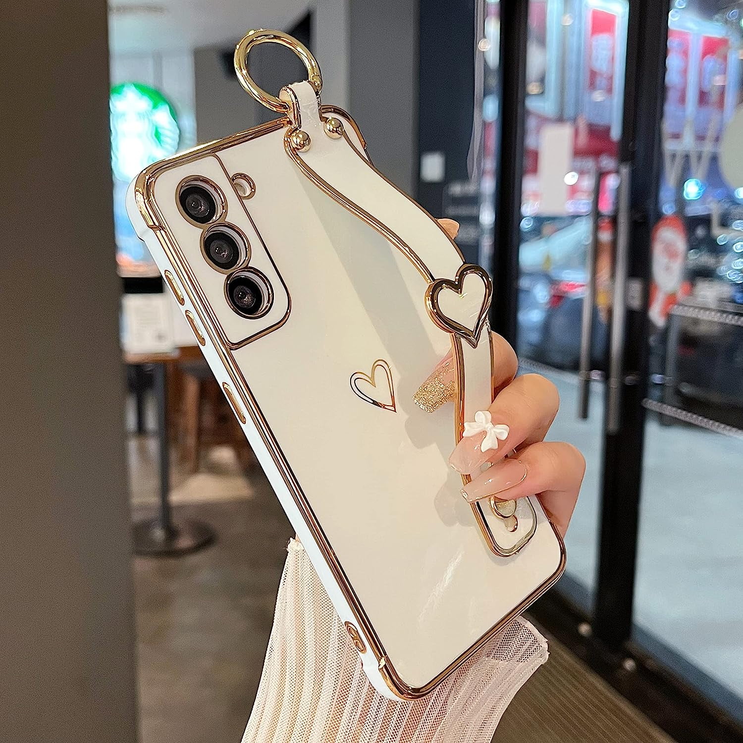 Samsung Galaxy S22 Plus 5G Case with Kickstand,Luxury Cute Plating Edge Love Hearts Pattern ...