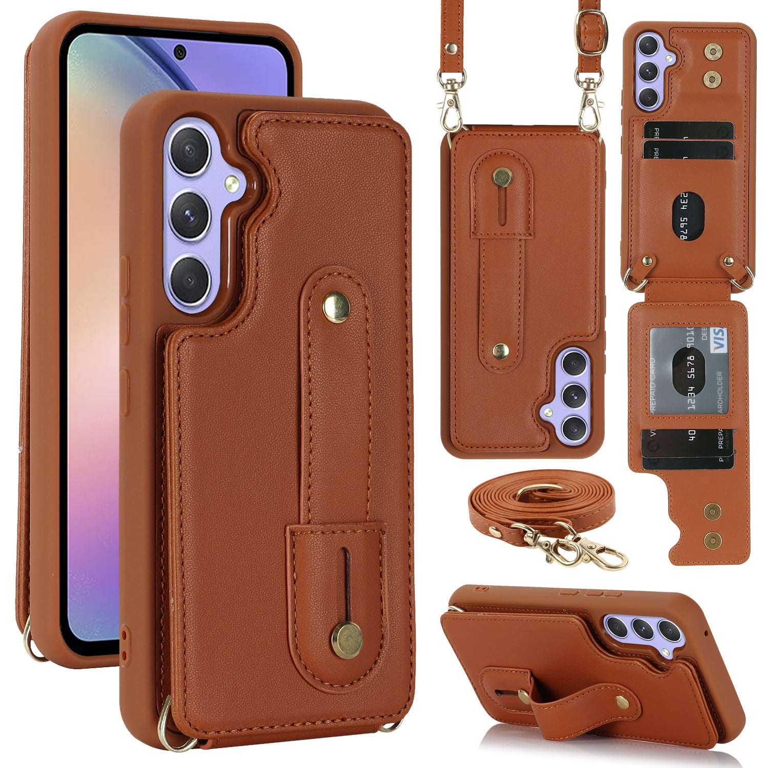 for Samsung Galaxy S22 Plus Case with Card Holder Crossbody Lanyard ...
