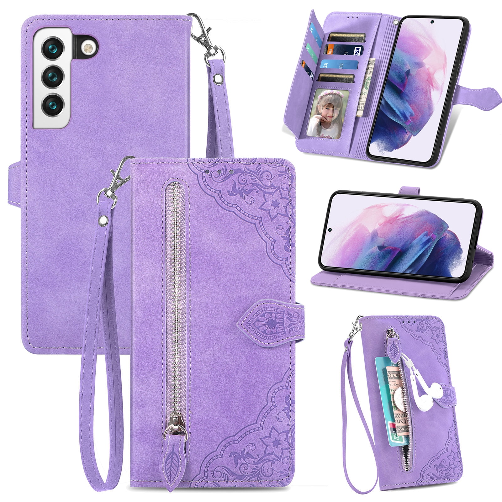 for Samsung Galaxy S22 Plus Case, Wallet for Women Men, Durable PU ...