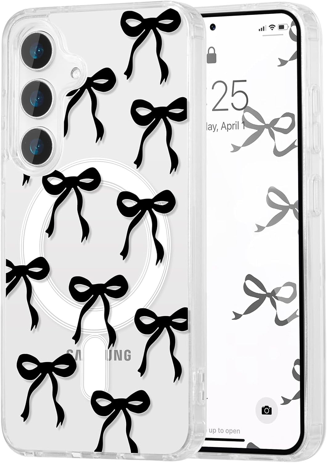 Samsung Galaxy S22 Plus MagSafe Compatible Bow Pattern TPU Clear Case ...