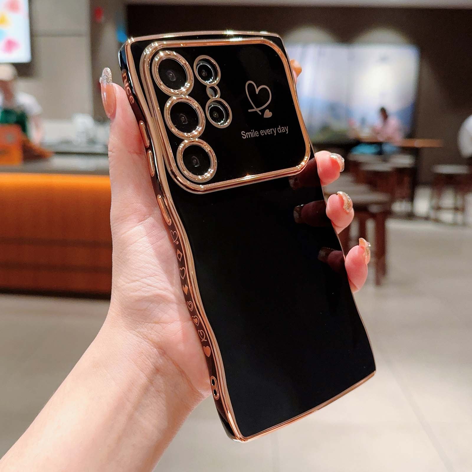 For Samsung Galaxy S22 Plus Phone Case,Wavy Frame Designing,Love Heart ...