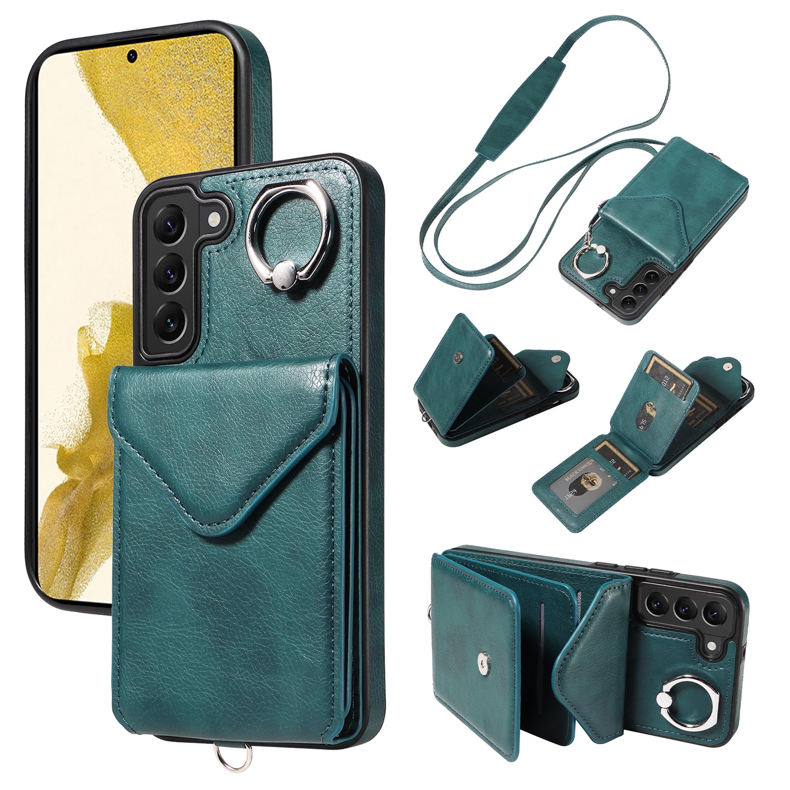 for Samsung Galaxy S22 Plus Wallet Cover, with Card Holder + Lanyard ...