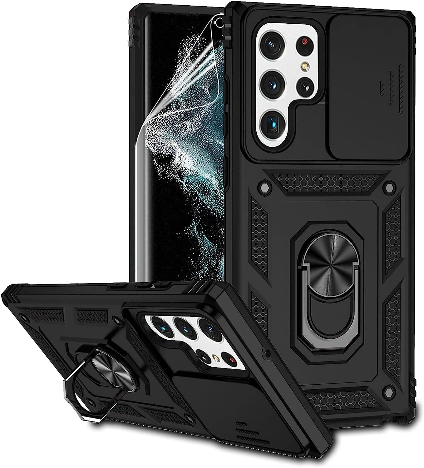 for Samsung Galaxy S22 Ultra Case with Camera Lens Cover HD Screen ...