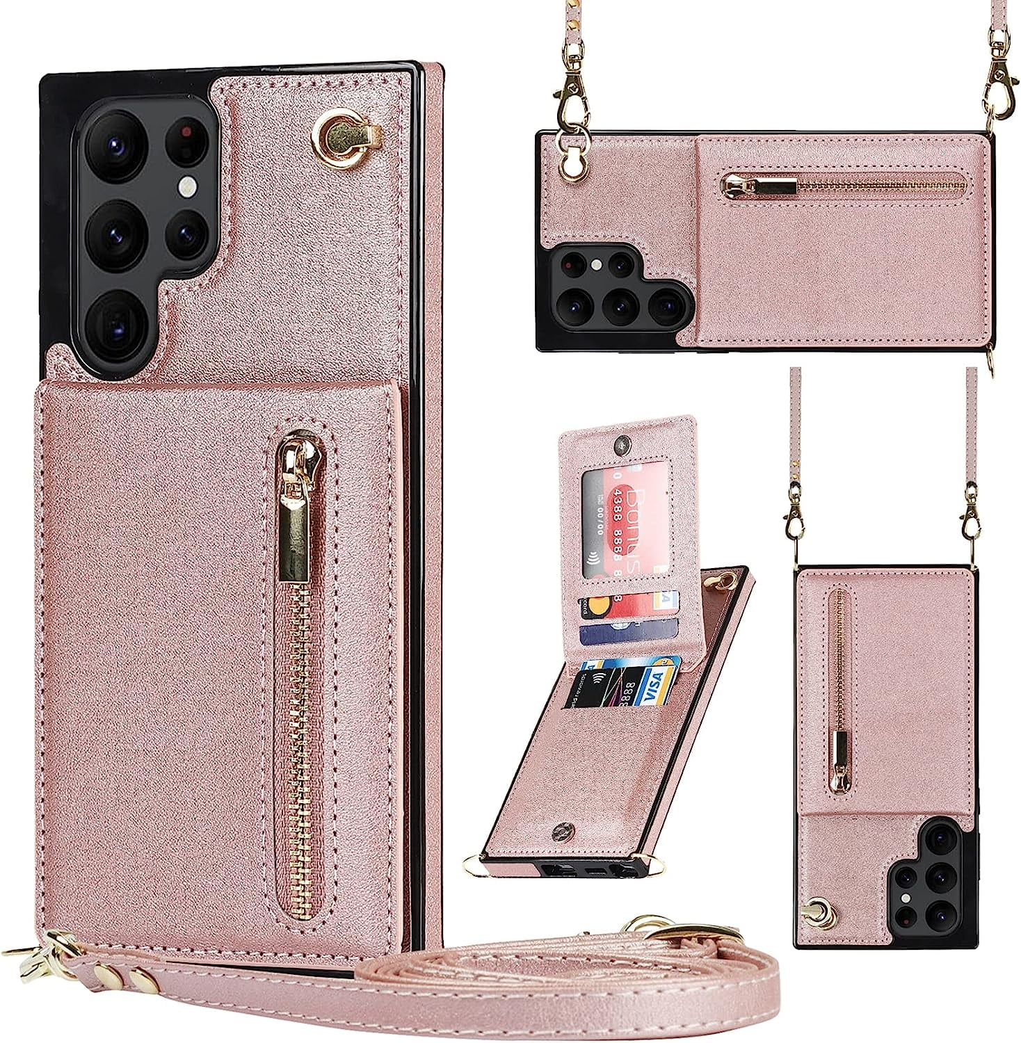 Samsung Galaxy S22 Ultra Case with Card Holder,Crossbody Lanyard Phone ...