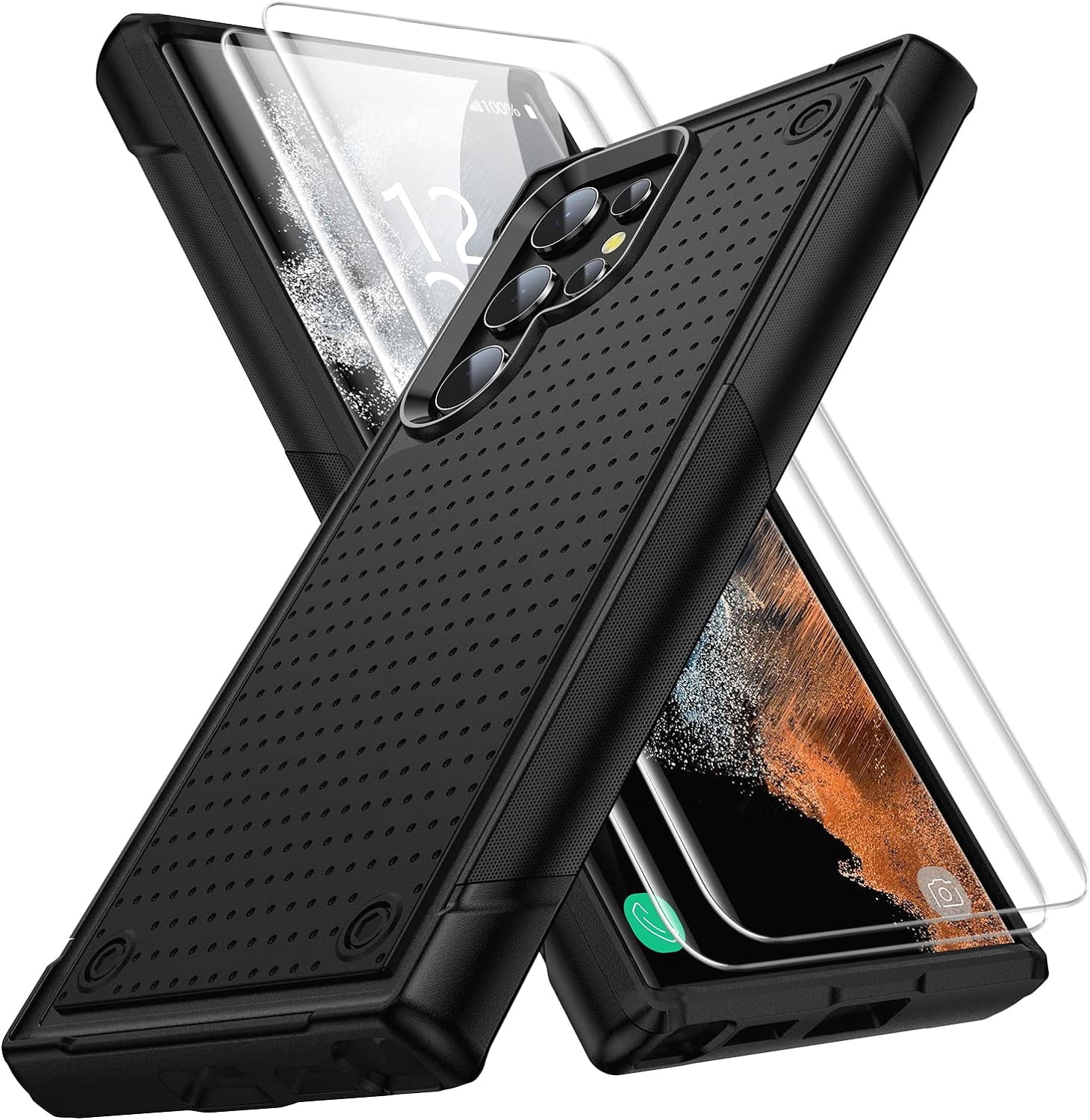 for Samsung Galaxy S22 Ultra Case, S22 Ultra Case with Self Healing Flexible TPU Screen ...