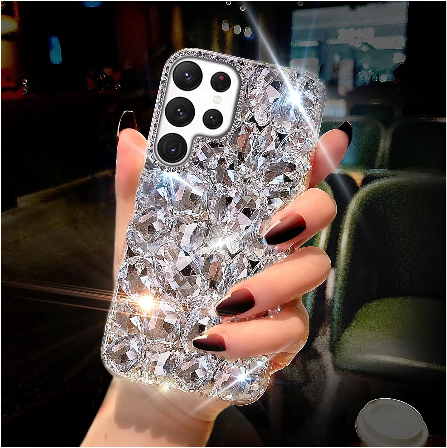Samsung Galaxy S22 Ultra Case Diamond Case for Women 3D Glitter Sparkle Bling Case Luxury Shiny ...
