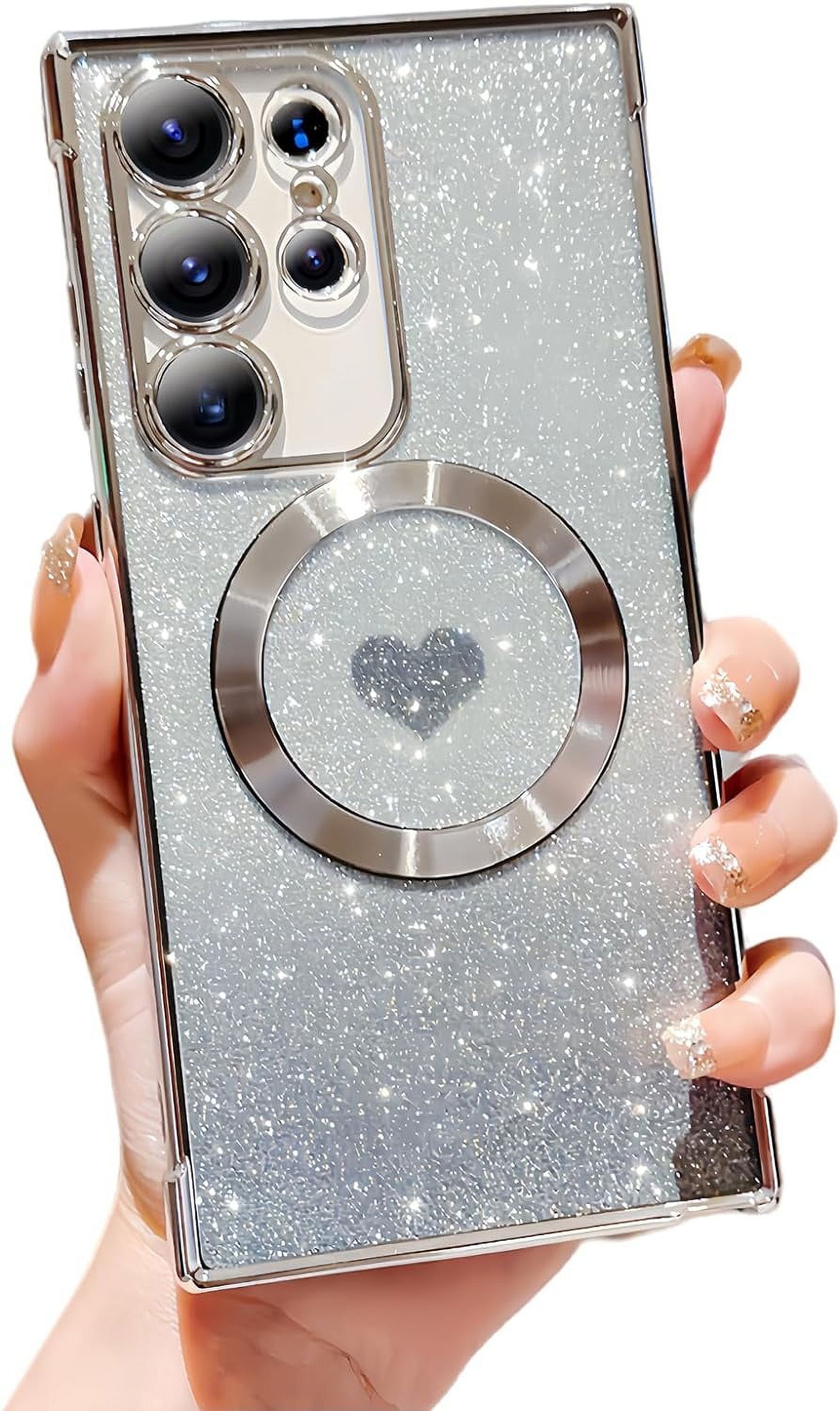 for Samsung Galaxy S22 Ultra Case Glitter, [Strong Magesafe Metal Plate ...