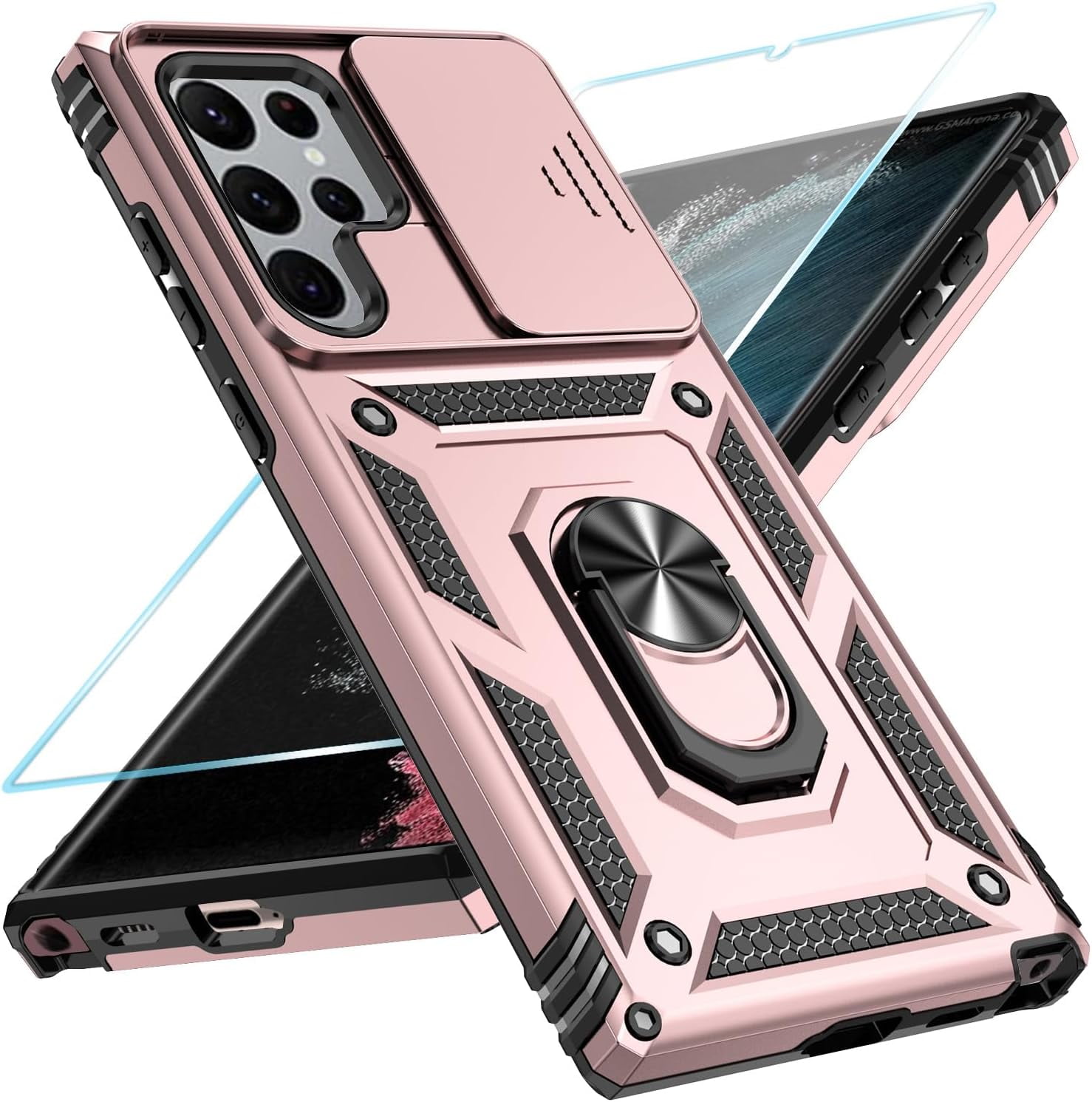 for Samsung Galaxy S22 Ultra Case with HD Screen Protector & Kickstand & Slide Camera Cover,[Not ...