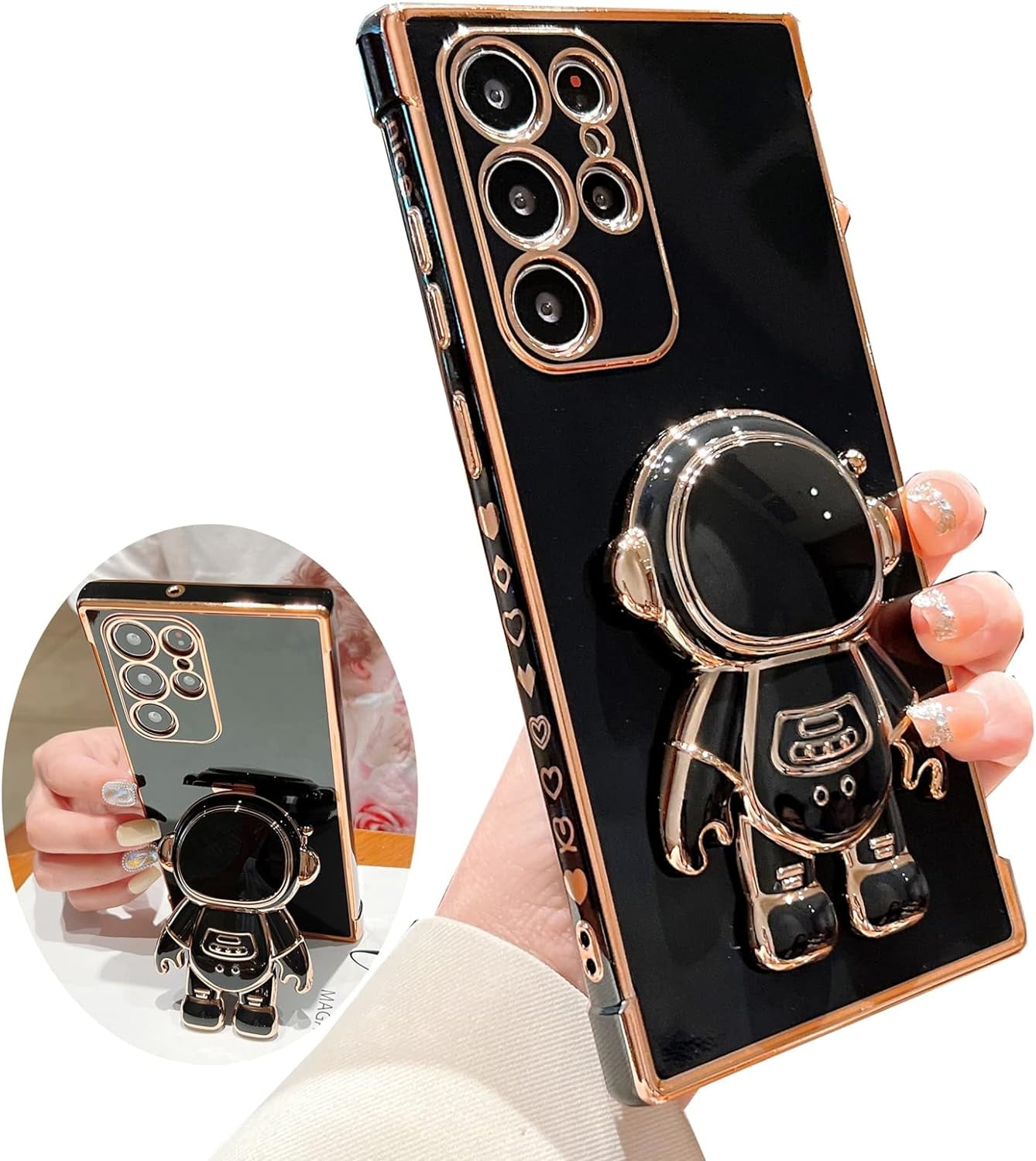for Samsung Galaxy S22 Ultra Case,Pasteable Astronaut Kickstand Stand ...