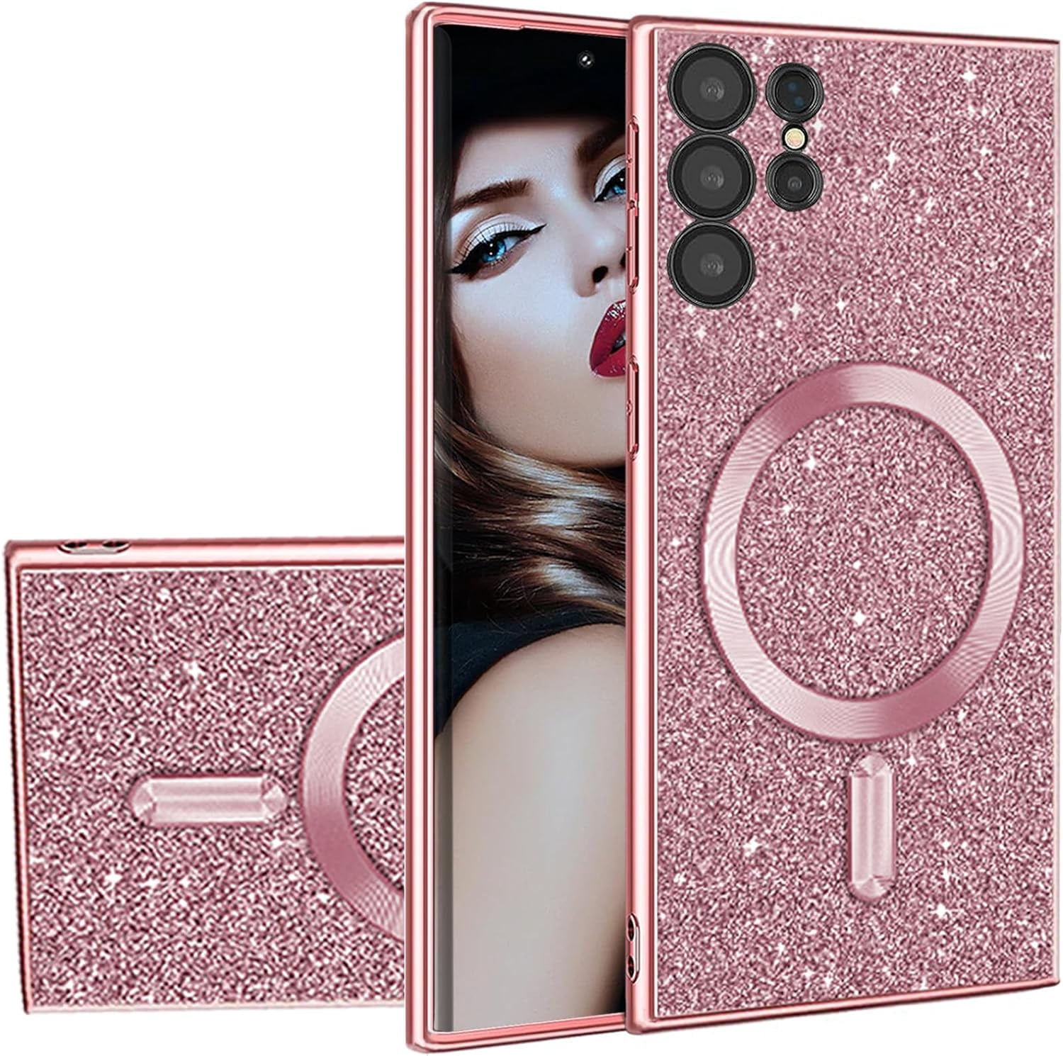 for Samsung Galaxy S22 Ultra Glitter Case with Camera Lens Protector ...