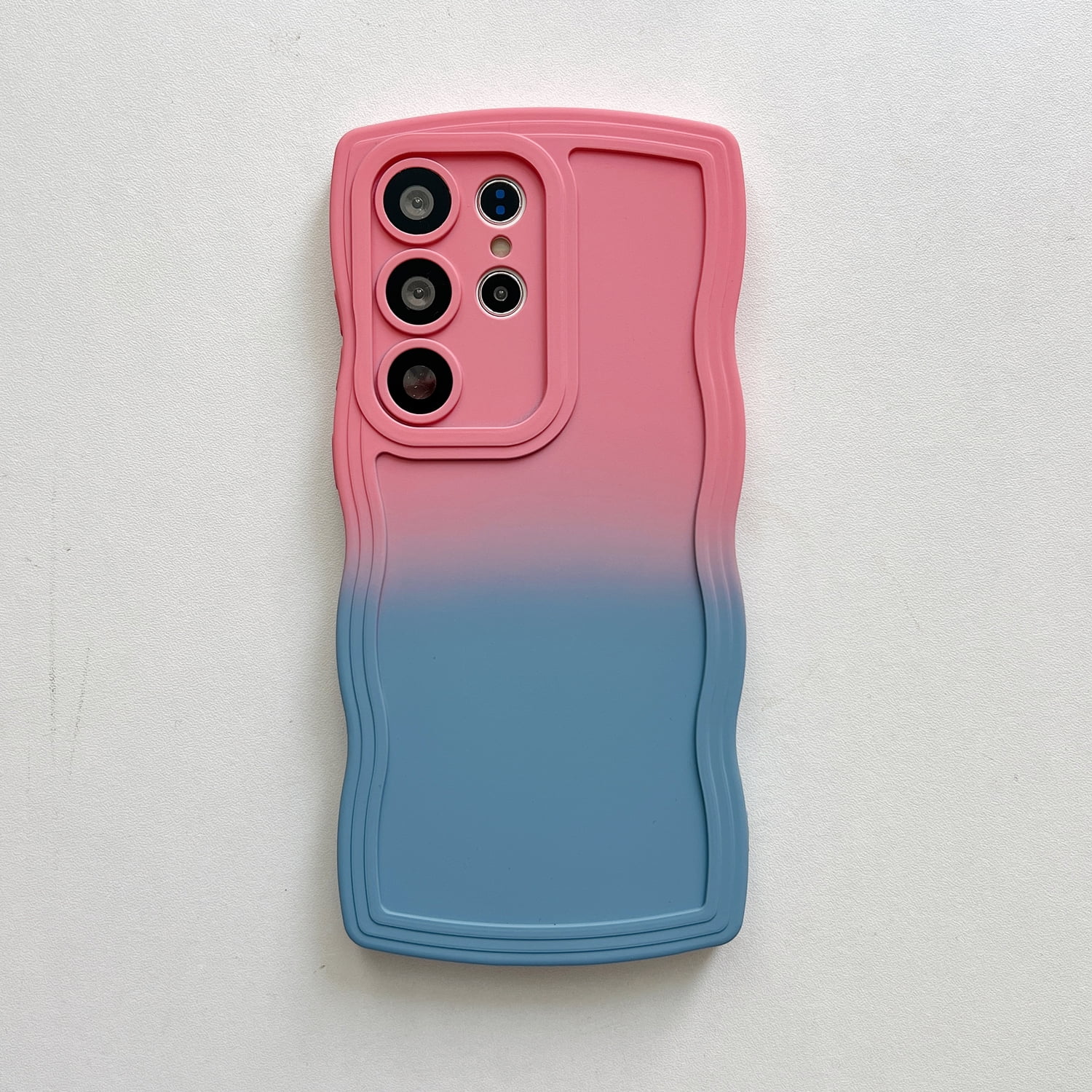 for Samsung Galaxy S22 Ultra Gradient Wavy Case, Cute Wave Frame Design Dual Colors Soft ...