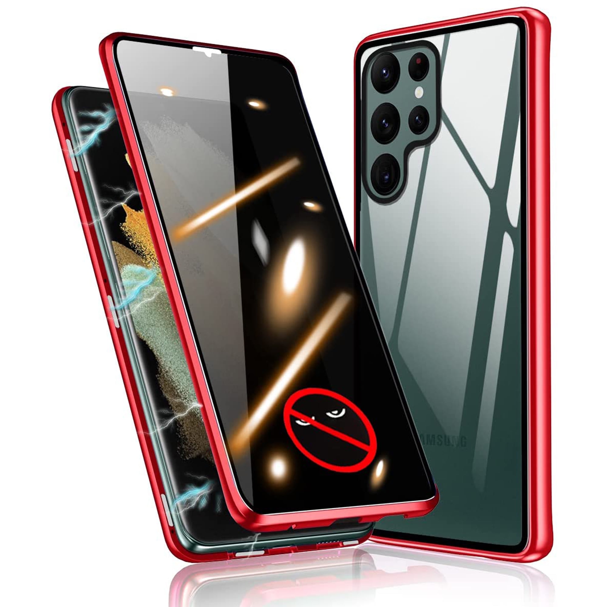 Samsung Galaxy S22 Ultra Privacy Magnetic Case, Double Sided Tempered Glass Metal Bumper Frame ...