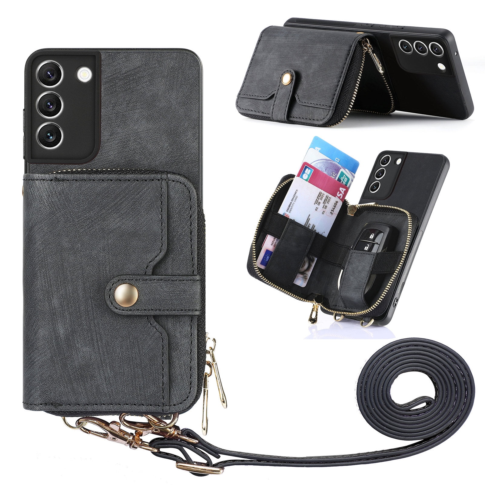for Samsung Galaxy S22 Wallet Case, Crossbody Phone Purse with Card ...