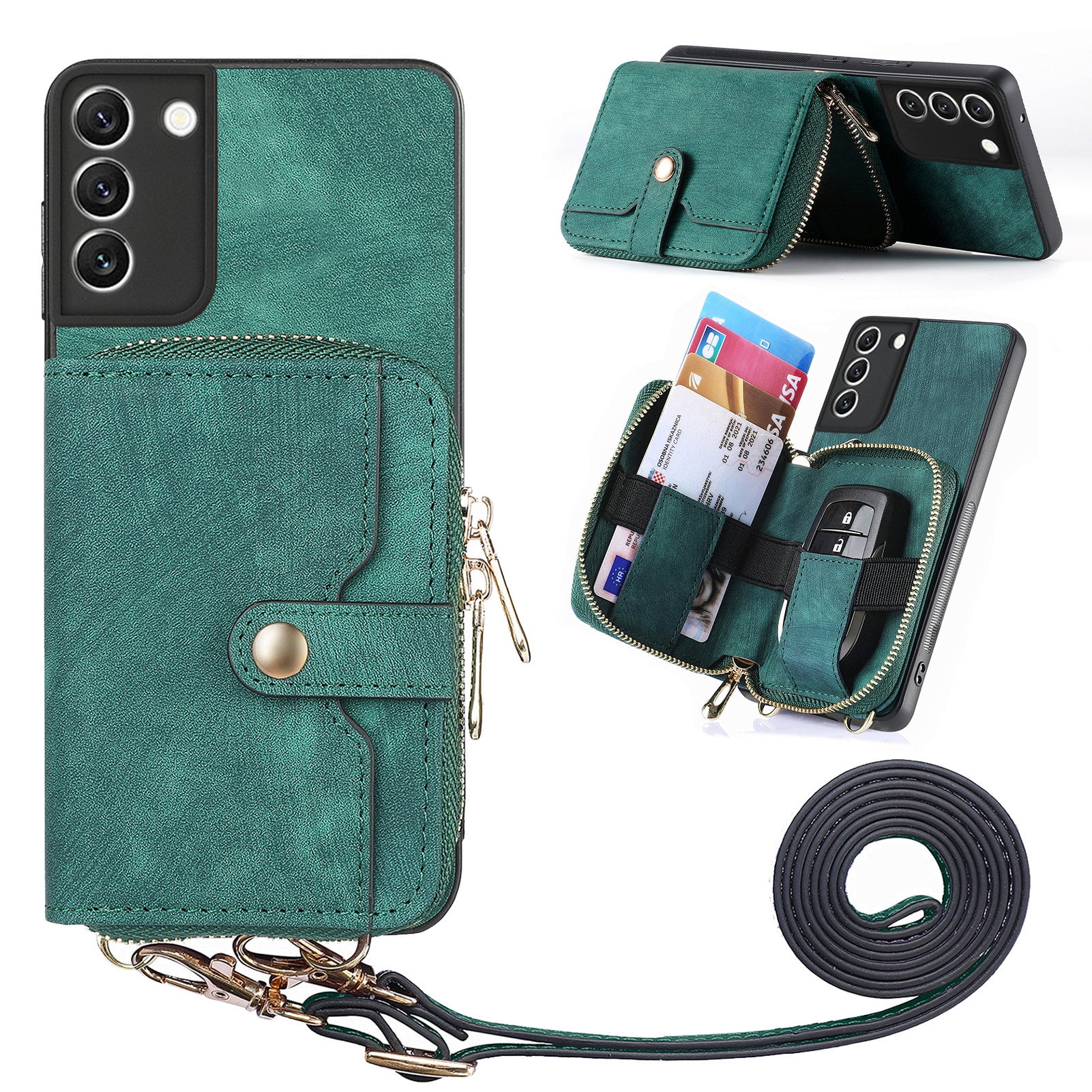 for Samsung Galaxy S22 Wallet Case, Crossbody Phone Purse with Card ...